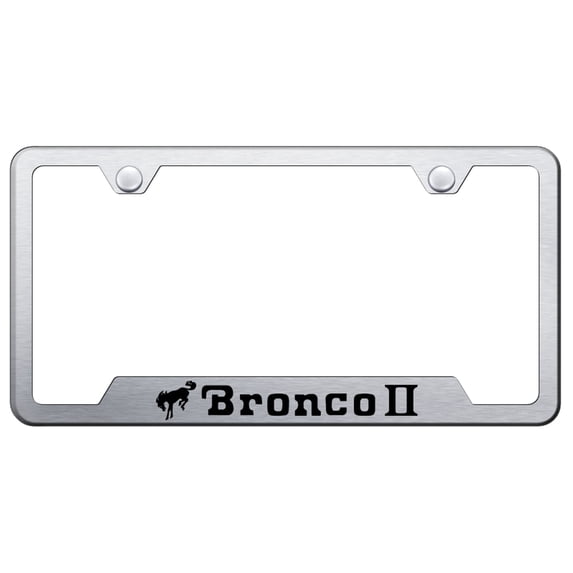 Ford Bronco II Laser Etched Logo Cut-Out License Plate Frame (Brushed ...