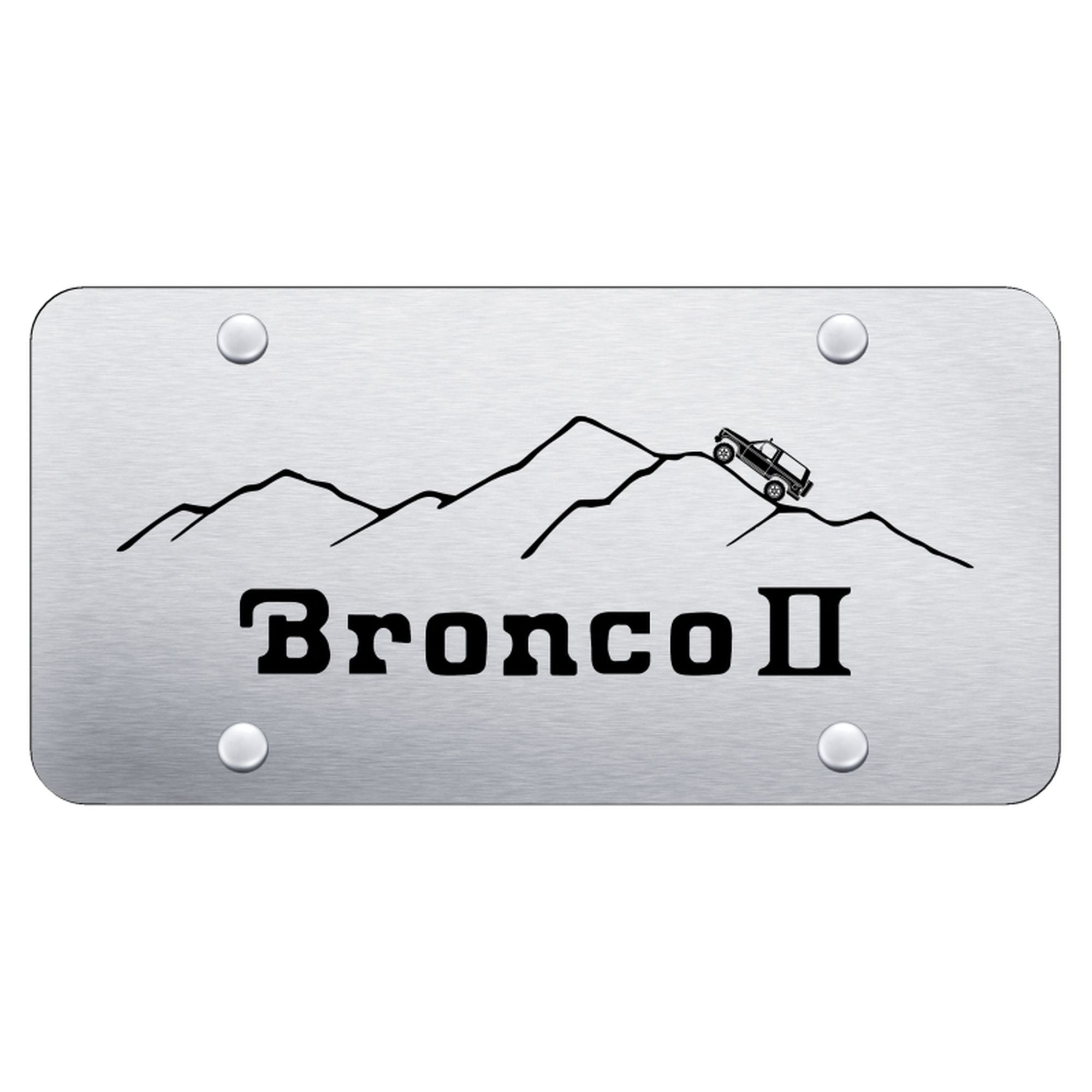 Ford Bronco II Mountain Laser Etched Logo License Plate (Brushed Chrome ...