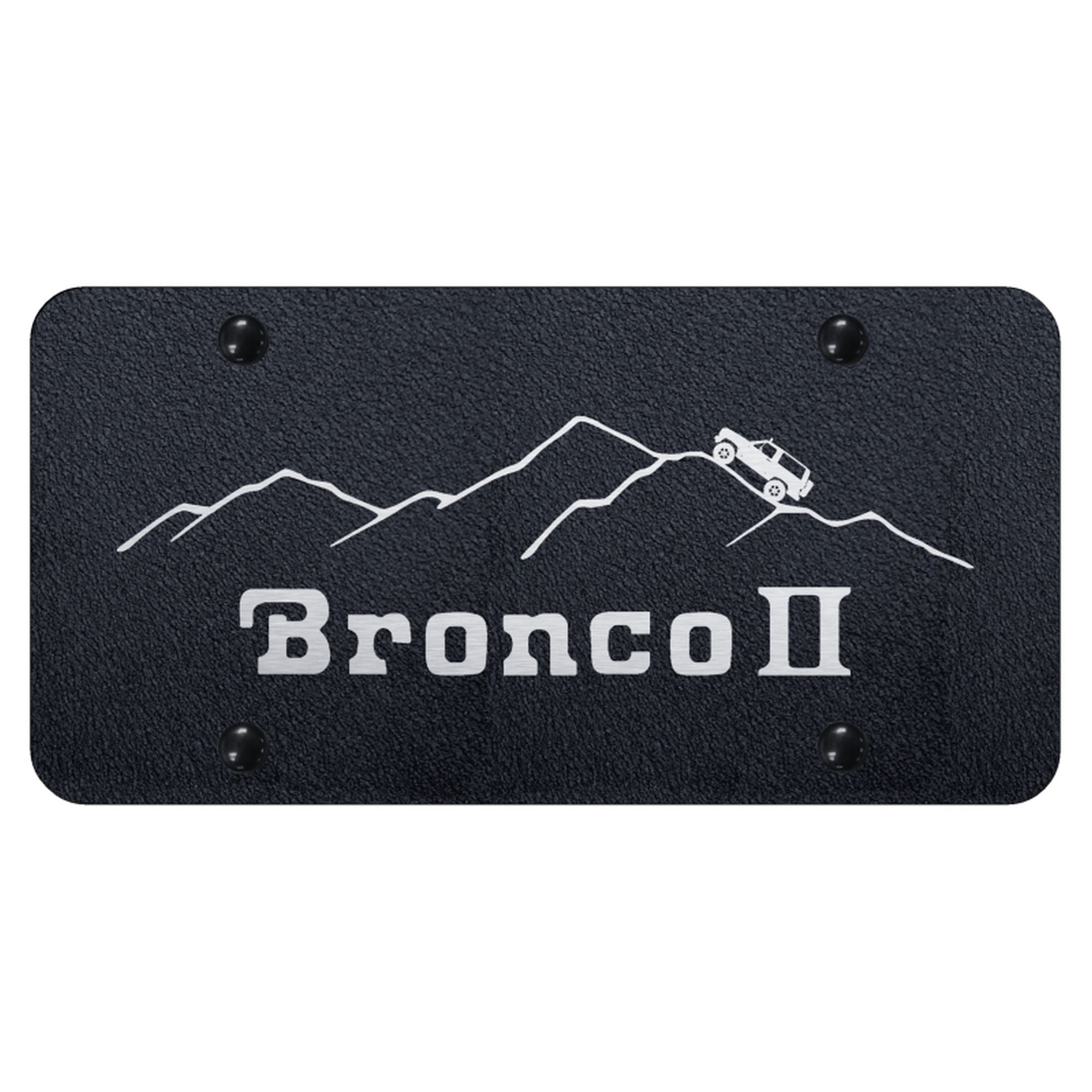 Ford Bronco II Mountain Laser Etched Logo License Plate (Rugged Black ...