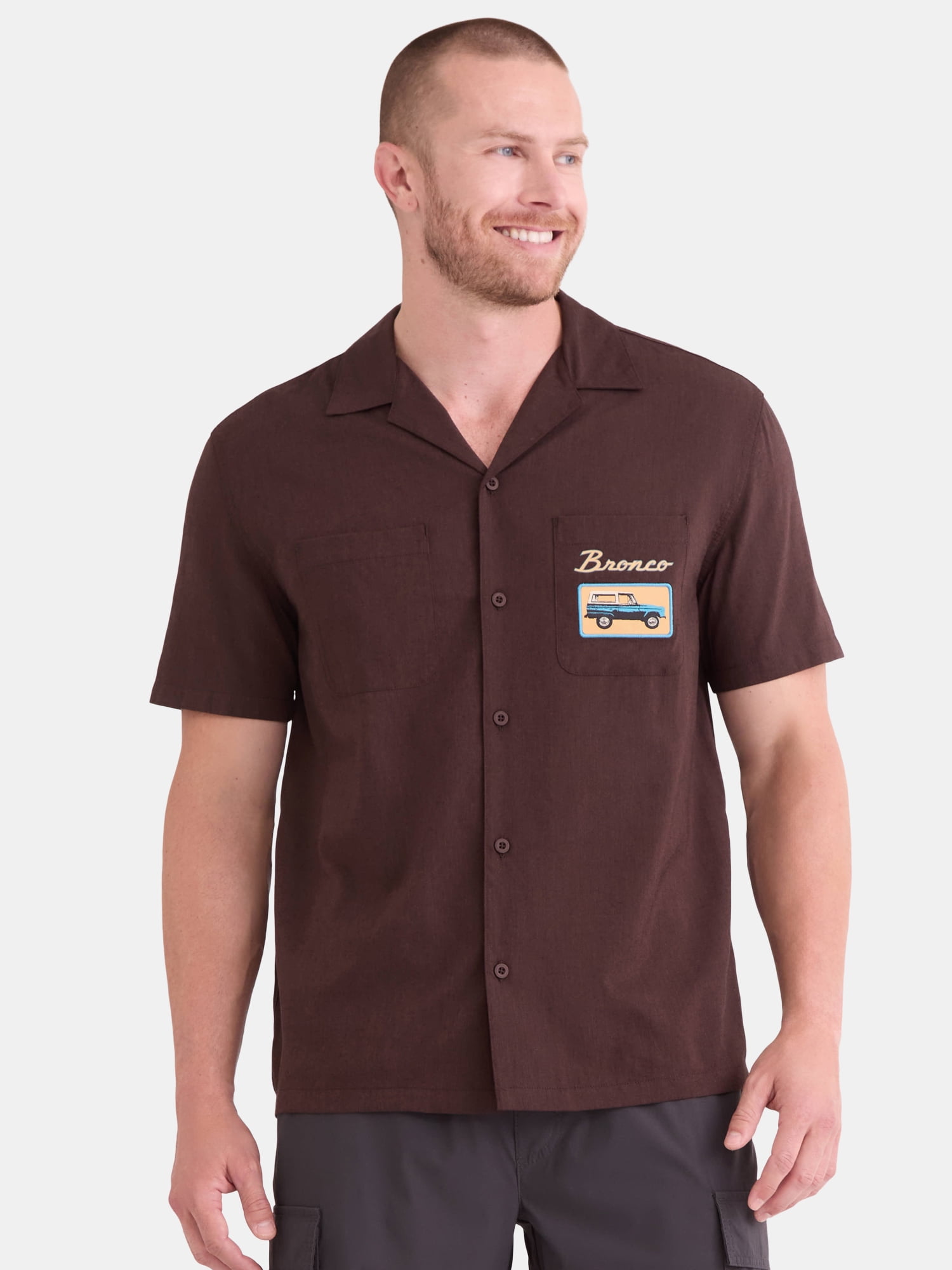 Ford Bronco Men's and Big Men's Front and Back Graphic Button Up ...