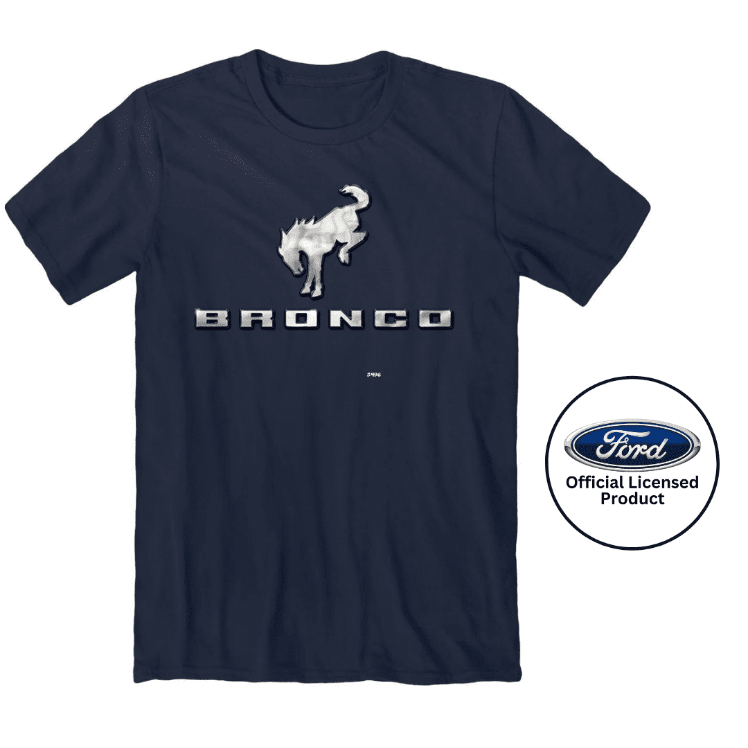 Ford Bronco Script Emblem Logo Graphic T-Shirt Navy Blue Official ...