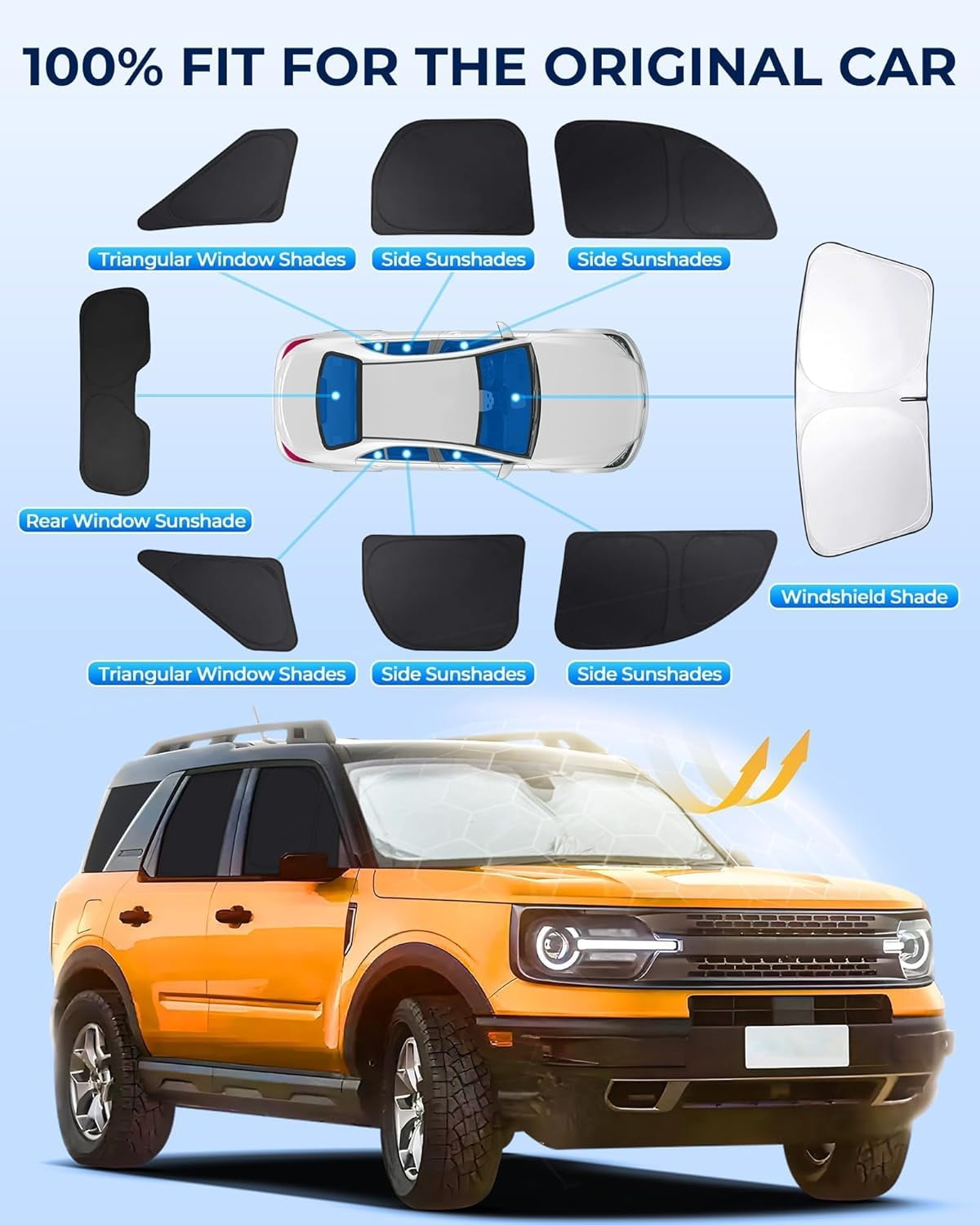 for Ford Bronco Sport 2021-2025 Car Window Shades, 8pcs Privacy Sun ...