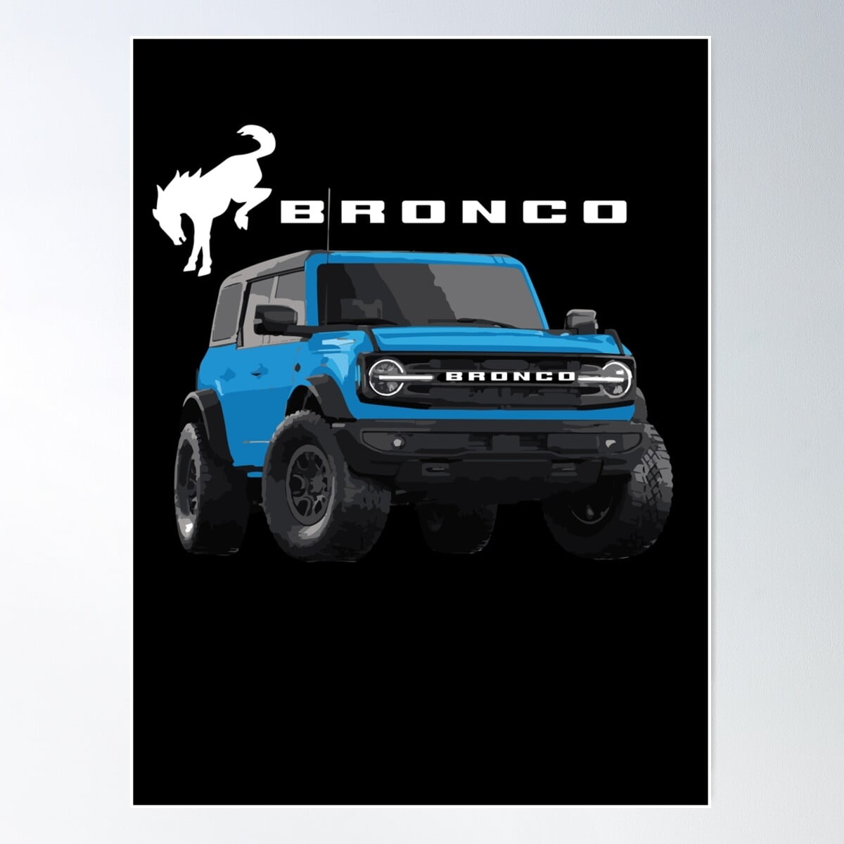 Ford Bronco Usa Wildtrack Velocity Blue Poster Wall Art, Modern Wall ...