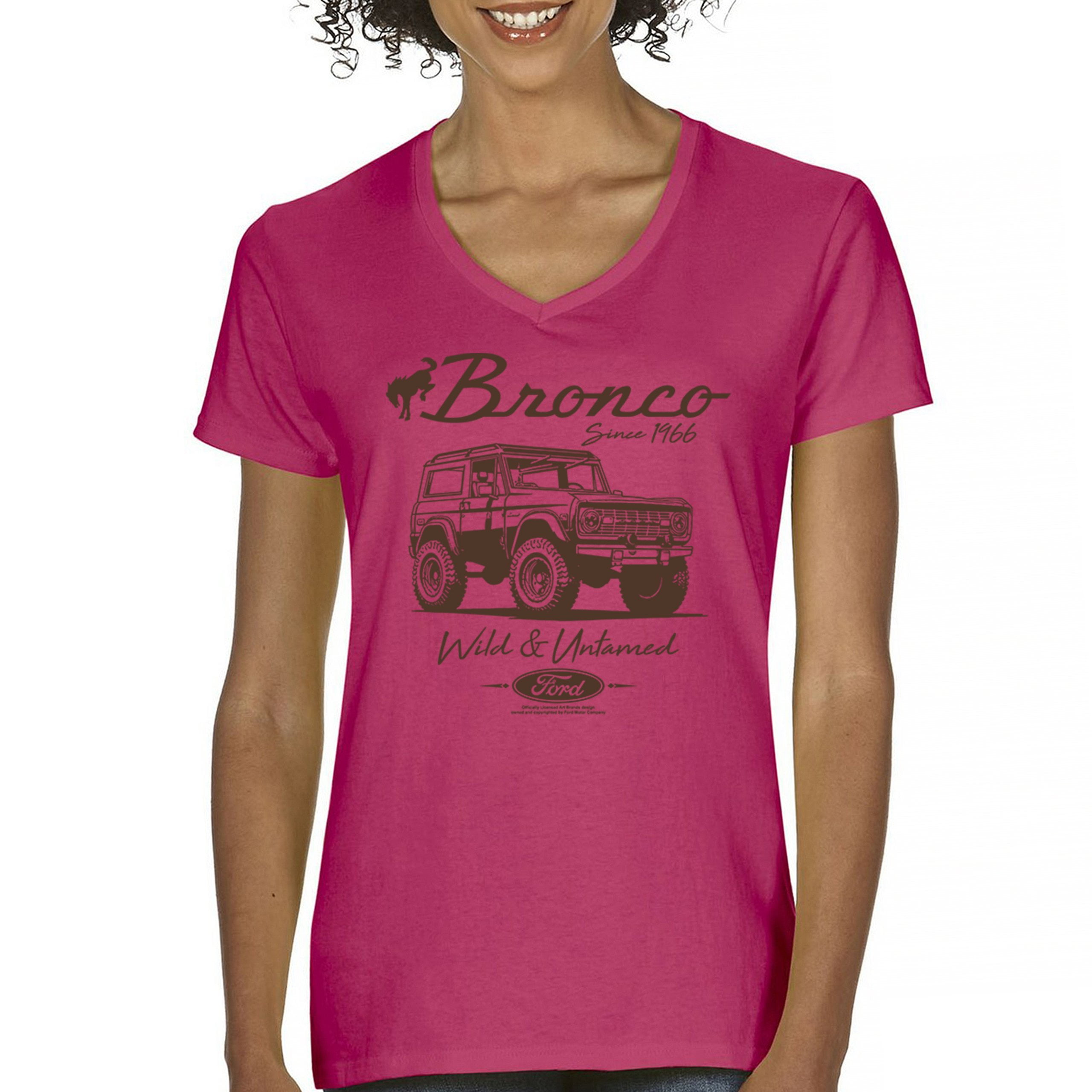 Ford Bronco Wild and Untamed Since 1966 Women's V-Neck T-shirt Vintage ...