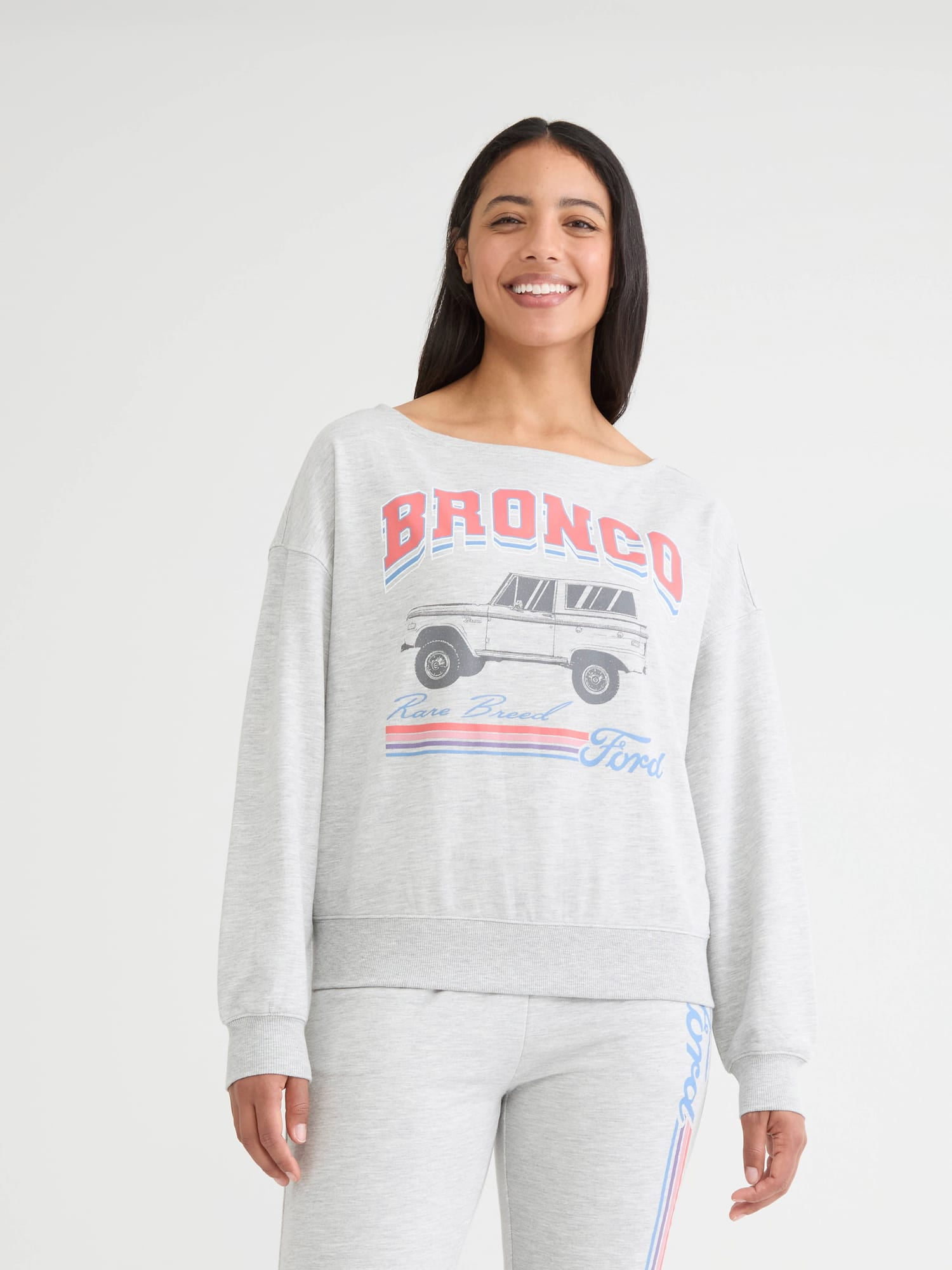 Ford Bronco Women's Graphic French Terry Sweatshirt with Long Sleeves ...