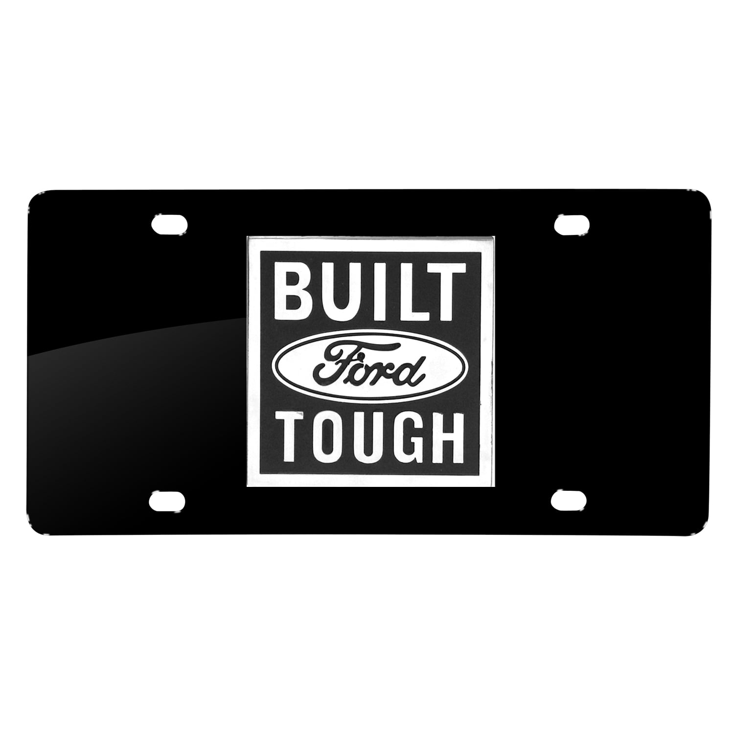 Ford Built-Ford-Tough 3D Logo Black Stainless Steel License Plate ...