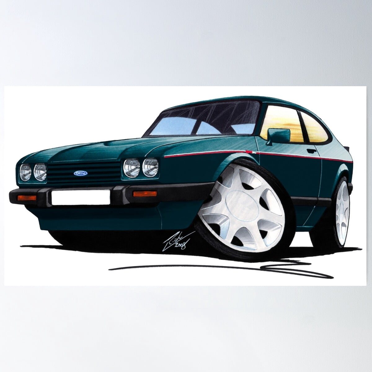 Ford Capri (Mk3) 280 Brooklands Poster Wall Art, Modern Wall Decor ...