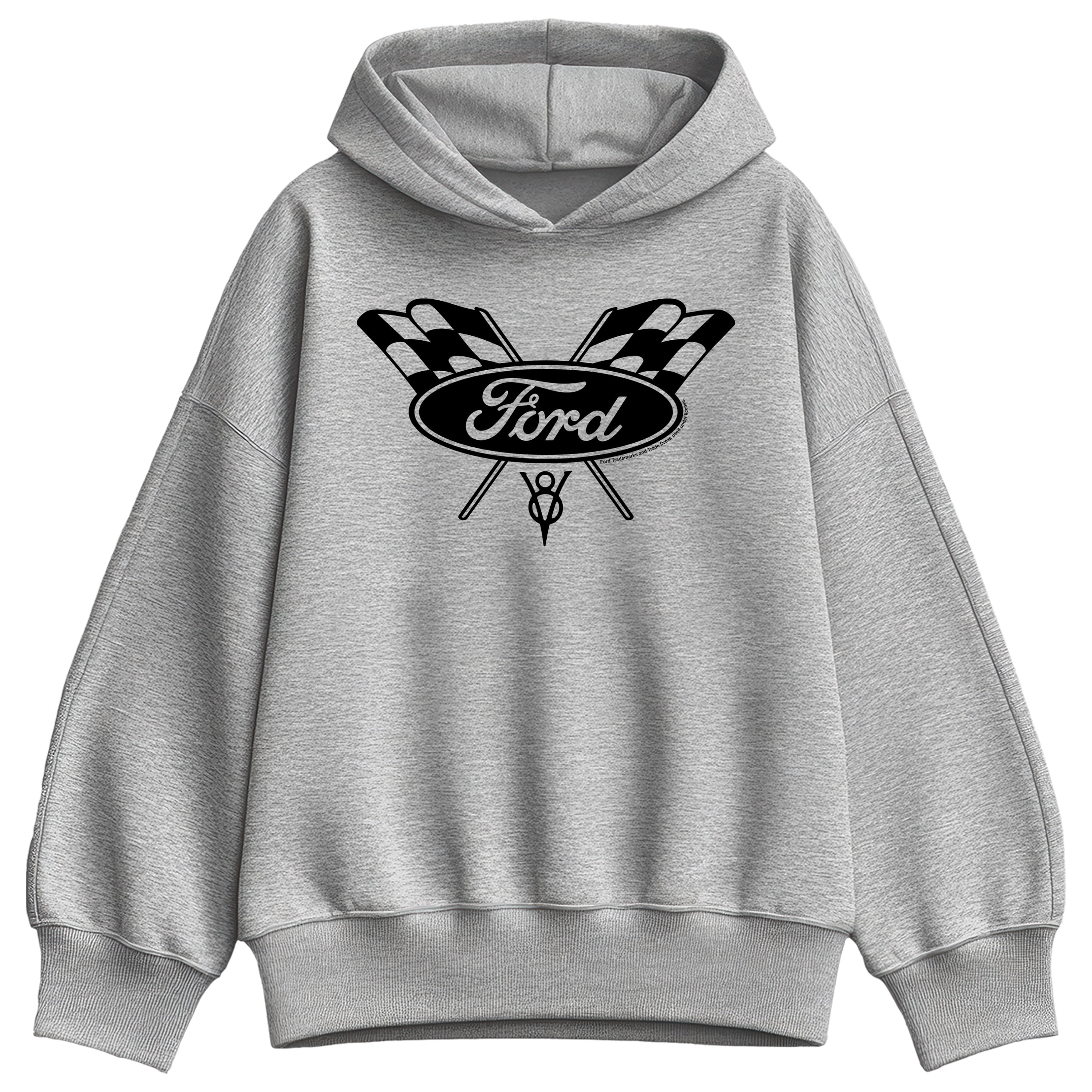 Ford - Checker Flag Logo - Women's Oversized Fleece Hoodie Sweatshirt ...