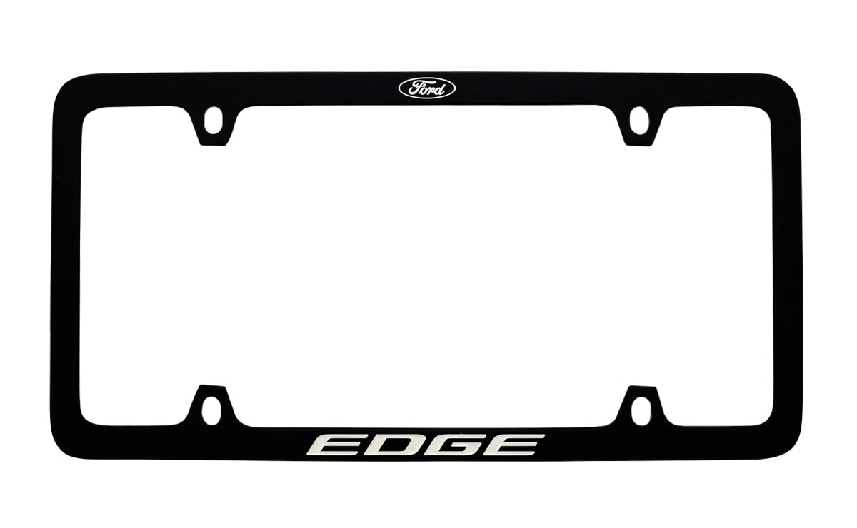 Ford Edge with Logo Thin Rim Black Powder Coated Metal License Plate ...