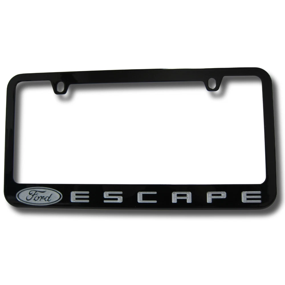 Ford Escape Engraved Logo Solid Metal Black License Plate Frame ...