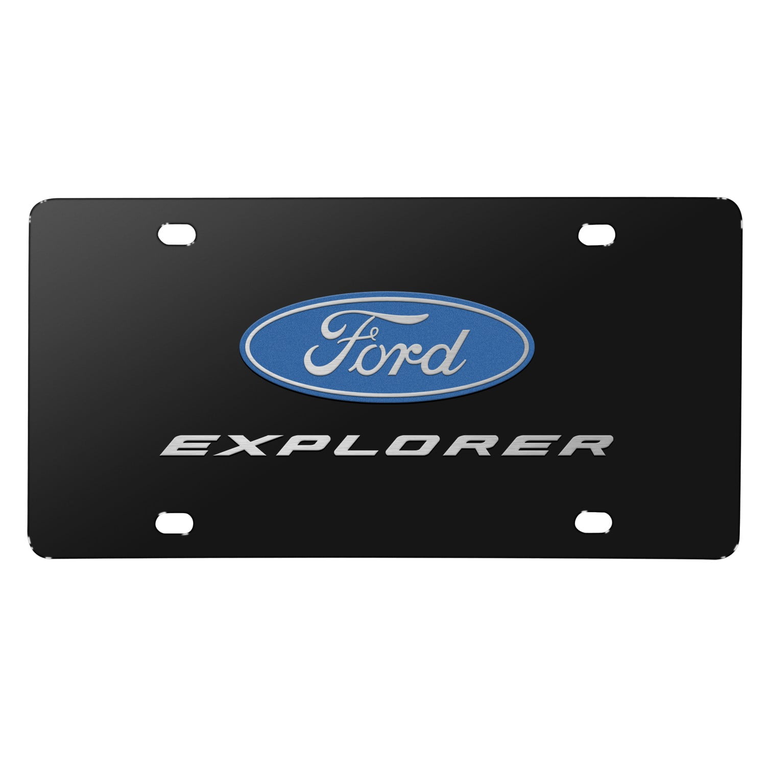 Ford Explorer 3D Dual Logo Black Stainless Steel License Plate ...