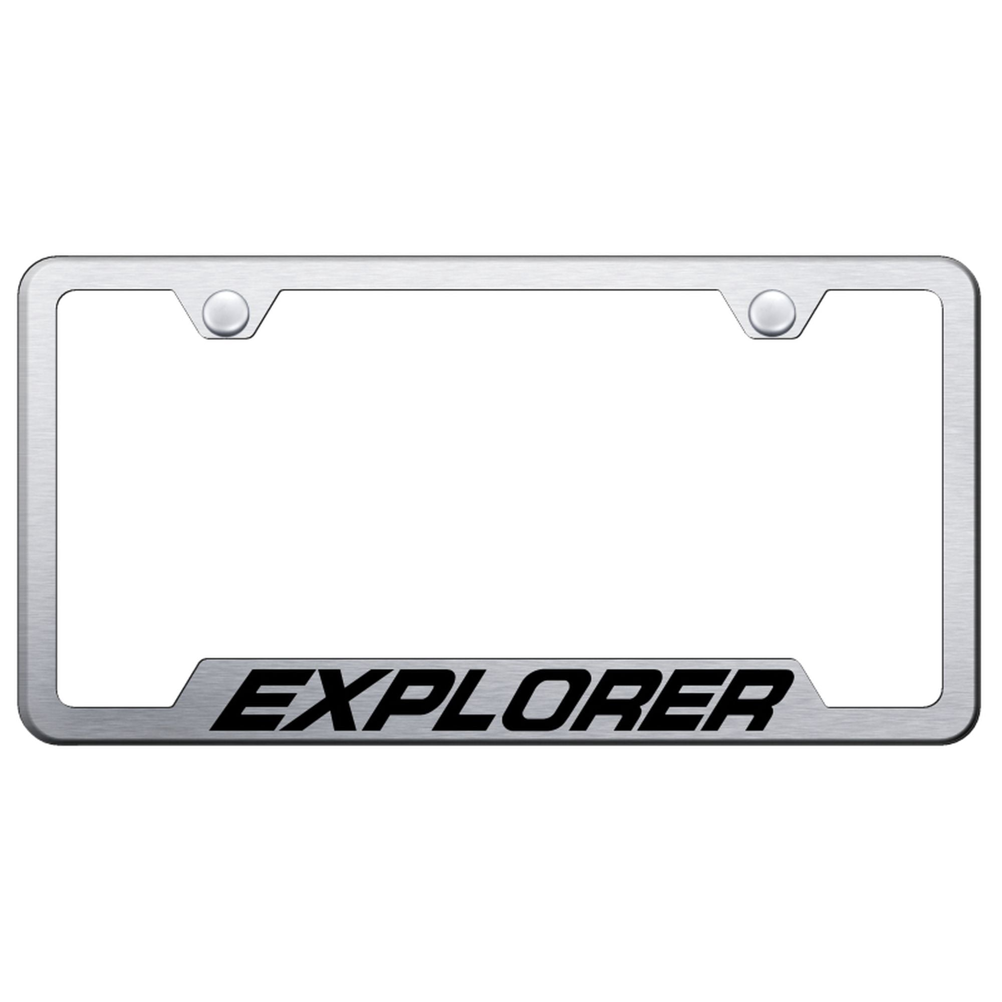 Ford Explorer Laser Etched Logo Cut-Out License Plate Frame (Brushed ...