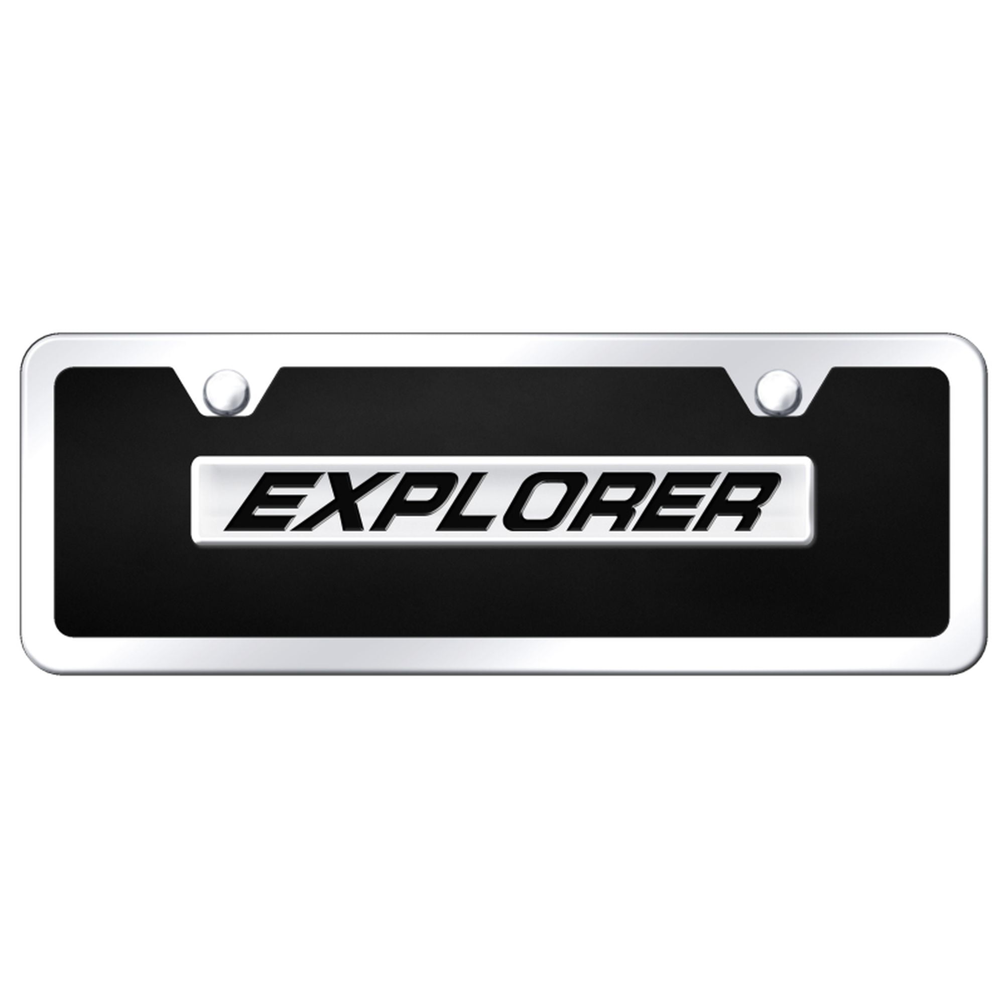 Ford Explorer Logo Acrylic Mini License Plate Kit (Chrome on Black ...