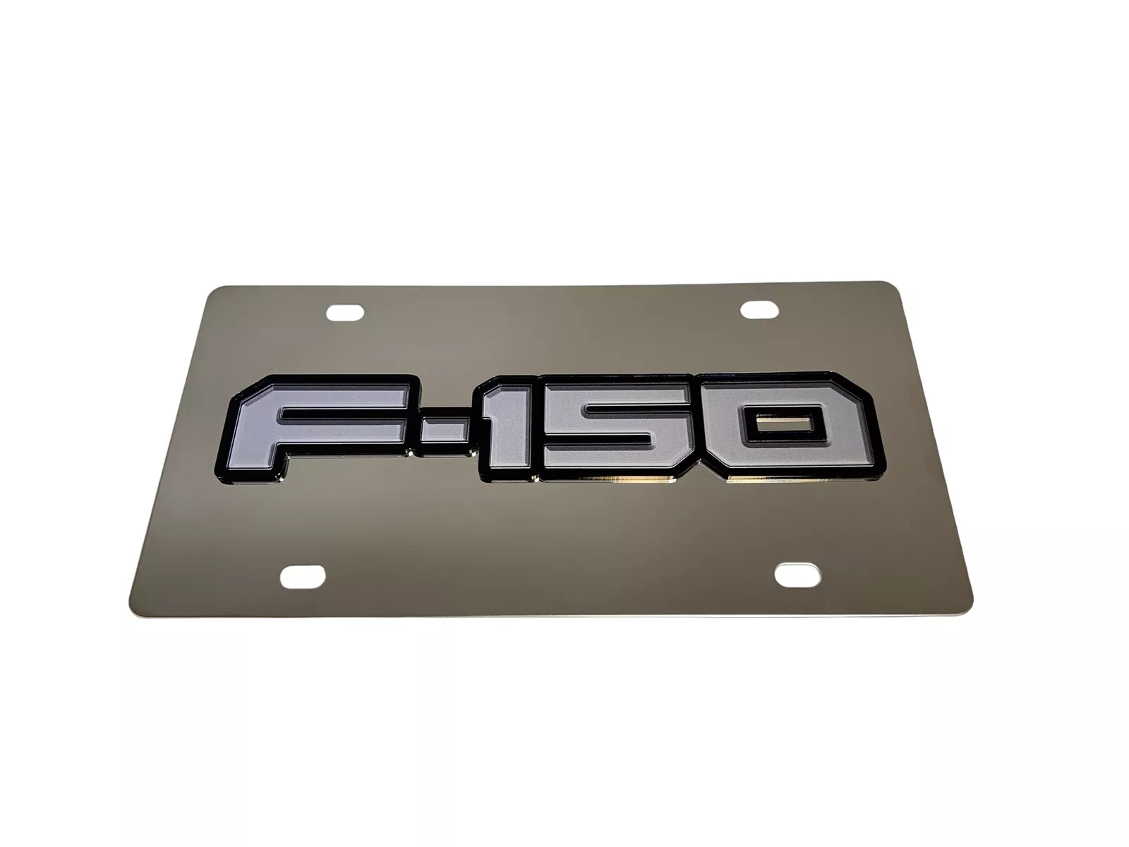 Ford F-150 3D Logo Emblem Mirror Polished Steel License Plate Official ...