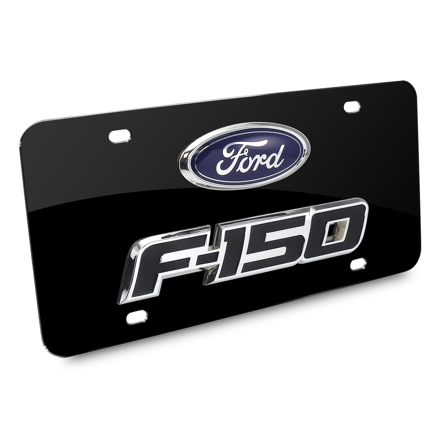 Ford F-150 3D Metal Dual Logo Black Stainless Steel License Plate ...