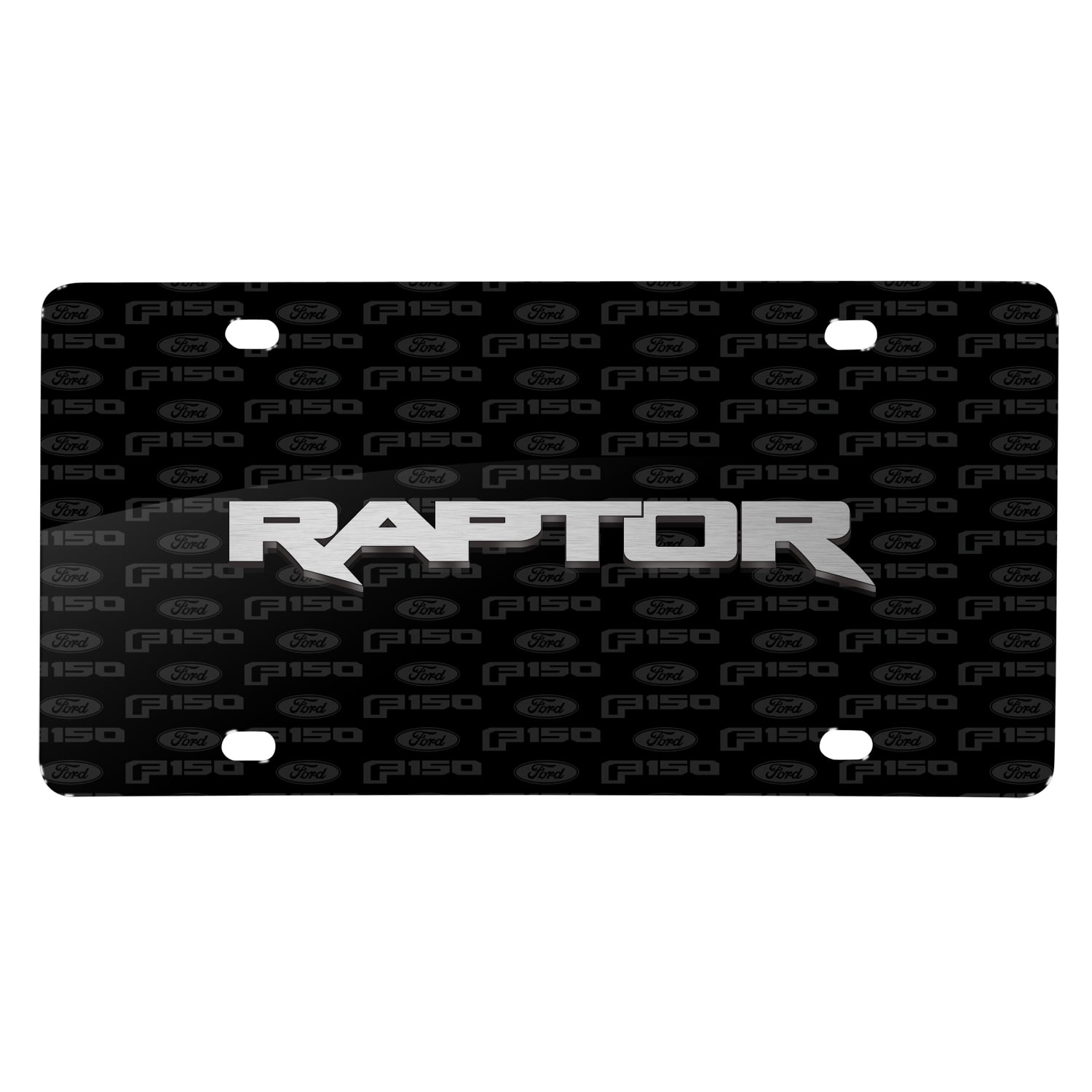 Ford F-150 Raptor 3D Logo on Logo Pattern Black Aluminum License Plate ...