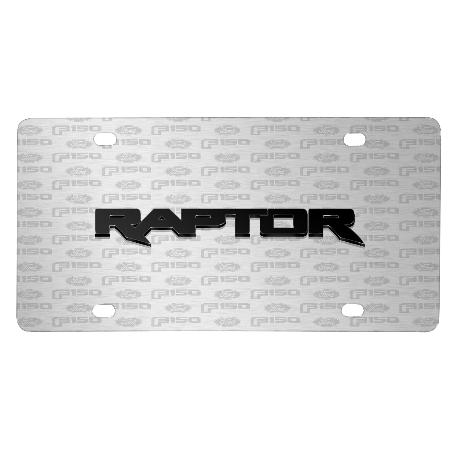 Ford F-150 Raptor 3D Logo on Logo Pattern Brushed Aluminum License ...
