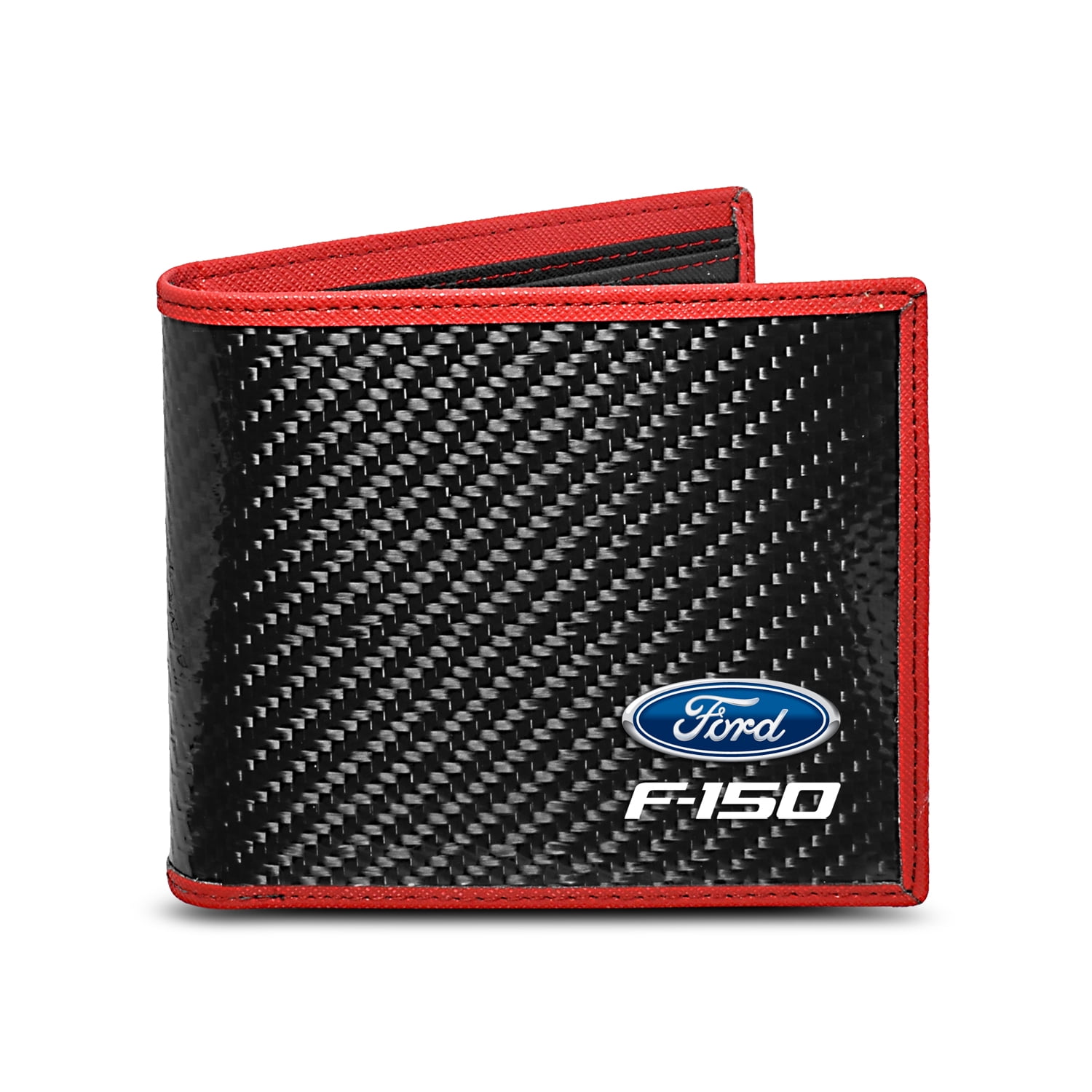 Ford F-150 Real Premium Black Carbon Fiber Wallet with Red Stitched ...