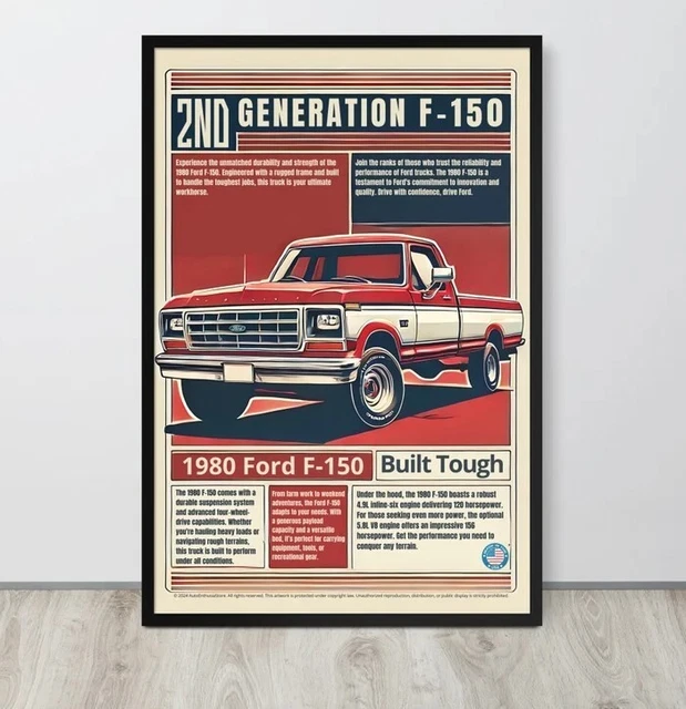 Ford F-150 Vintage Poster 1980, Retro Car Nursery Decor, Retro Kids Car ...