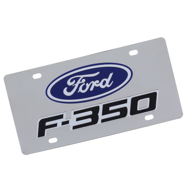 Ford F350 Dual Logo License Plate (Black On Chrome) - Walmart.com