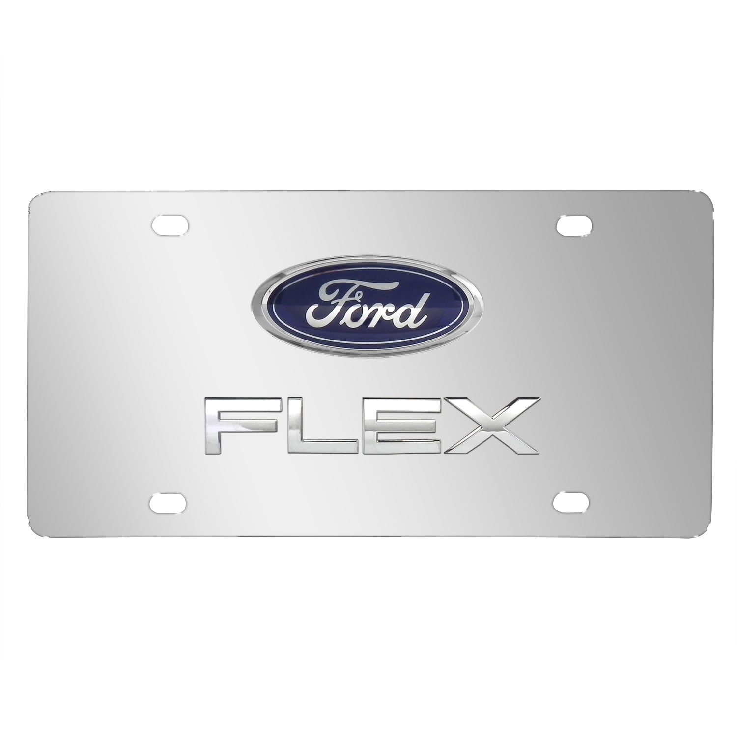 Ford Flex 3D Dual Logo Mirror Chrome Stainless Steel License Plate ...