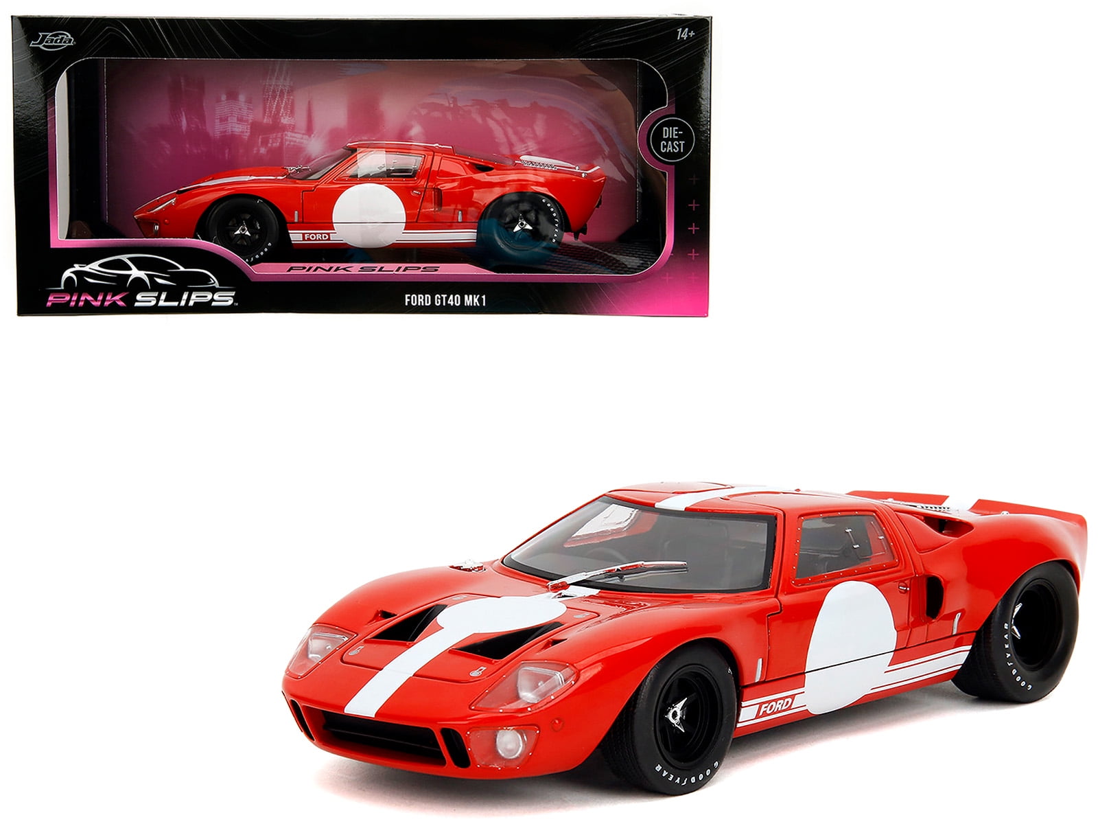 Ford GT40 MK1 Red with White Stripes and Graphics "Pink Slips" Series 1 ...