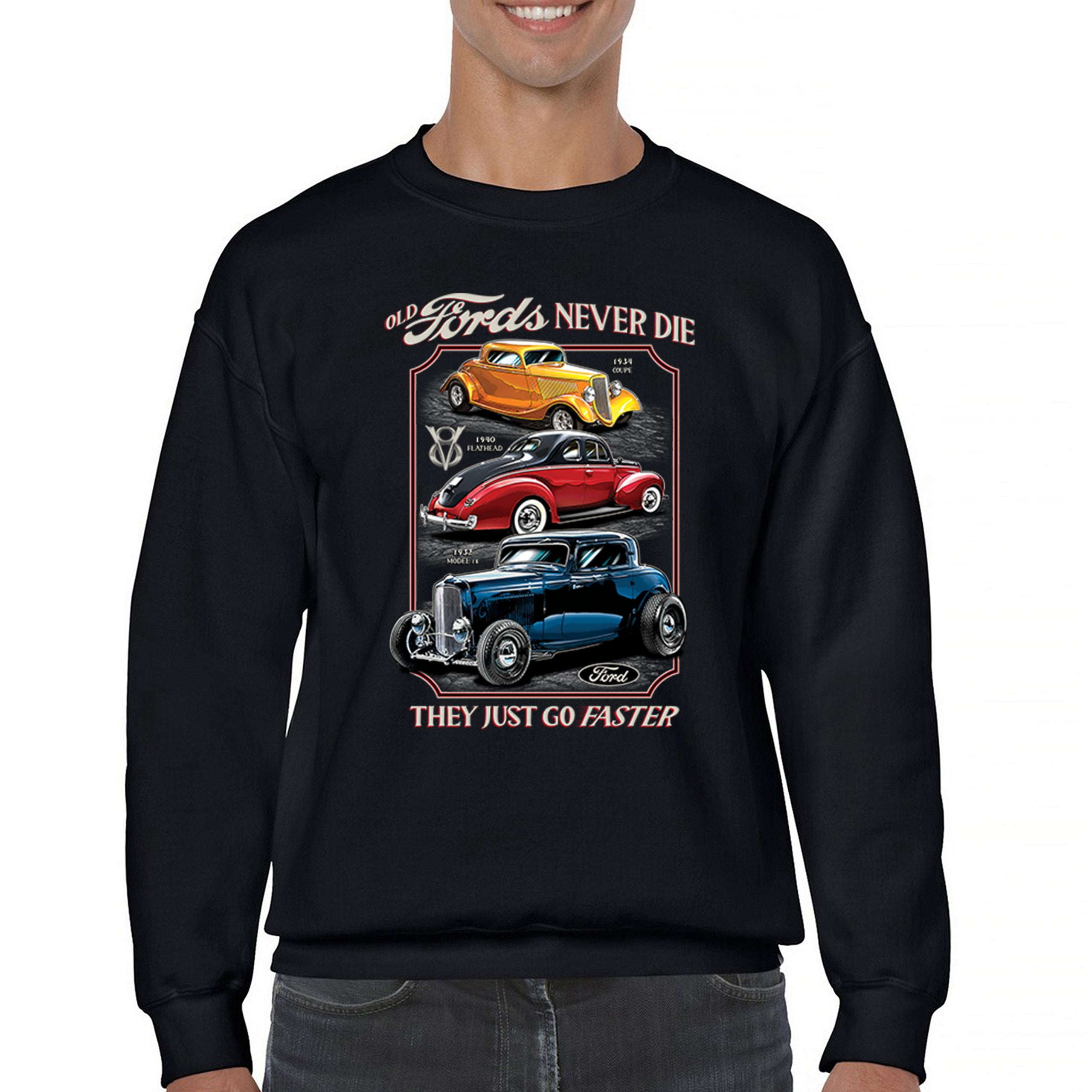 Ford Hot Rod Legends Crewneck Sweatshirt 1932 Model B 1934 Coupe 1940 ...