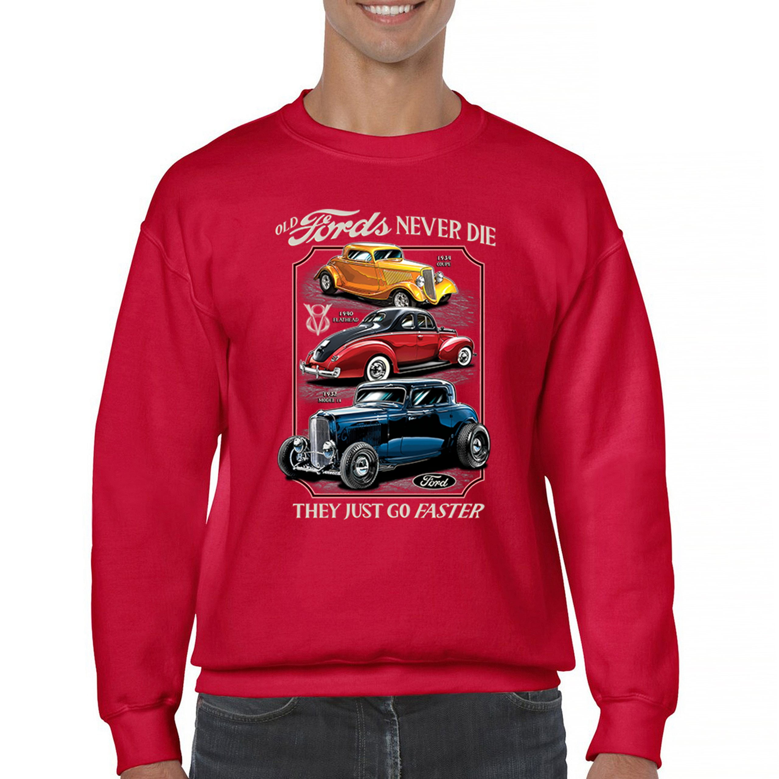 Ford Hot Rod Legends Crewneck Sweatshirt 1932 Model B 1934 Coupe 1940 ...