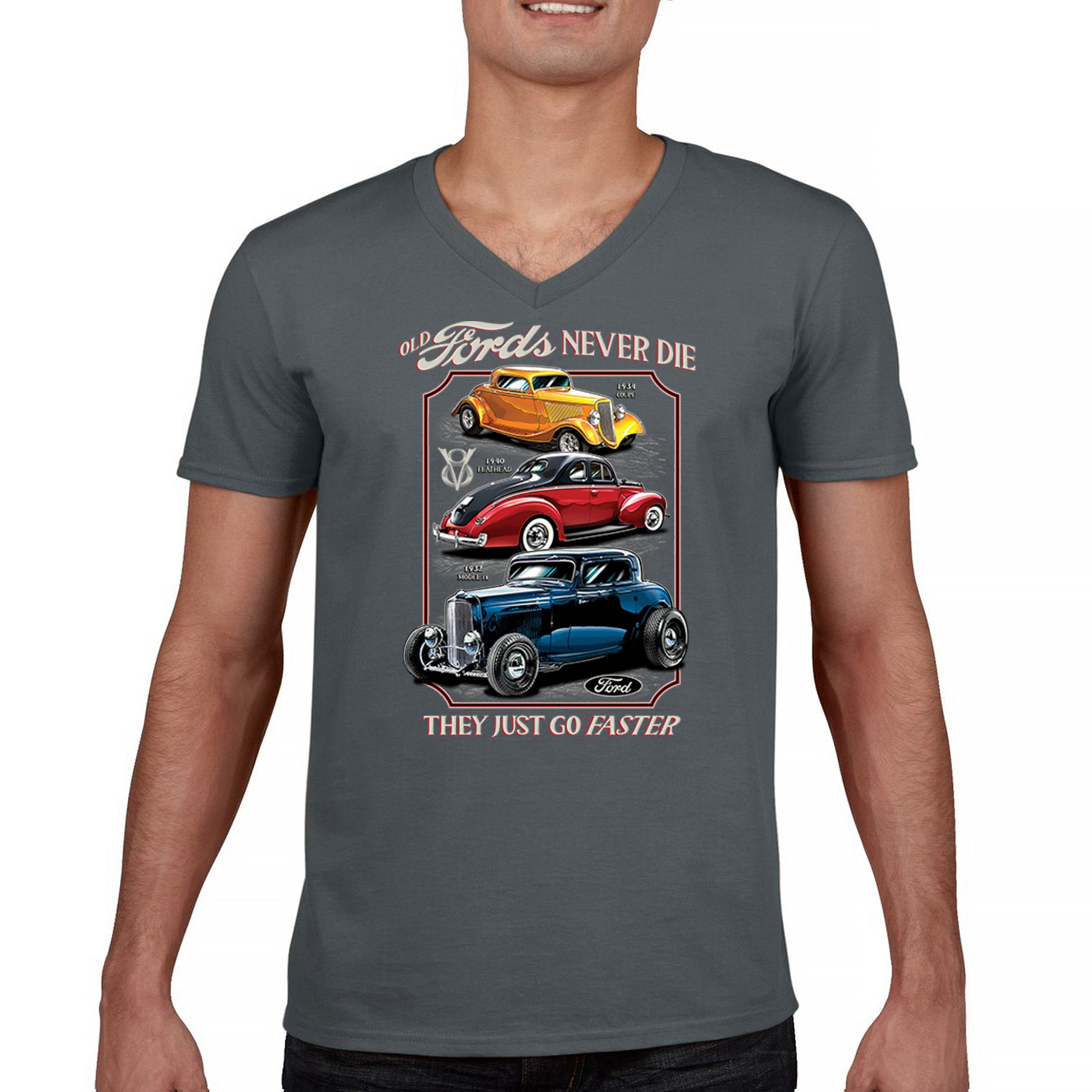 Ford Hot Rod Legends Men's V-Neck T-shirt 1932 Model B 1934 Coupe 1940 ...