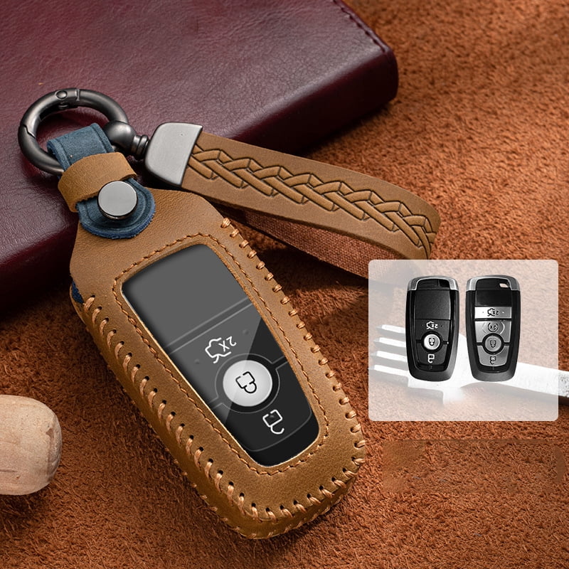 for Ford Key Fob Cover with Keychain, Leather Keyless Entry Car Smart ...