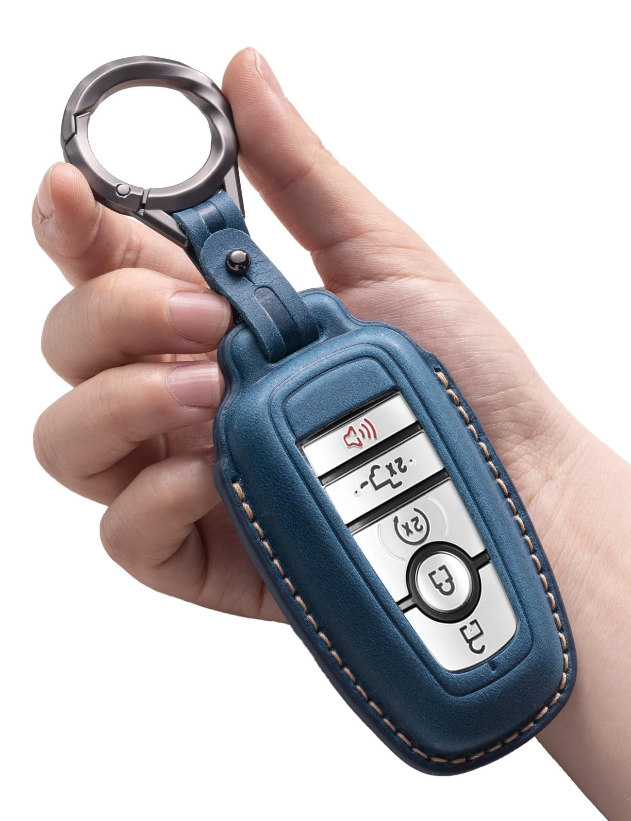 for Ford Key Fob Cover Leather Key Case Holder Keychain Compatible with ...