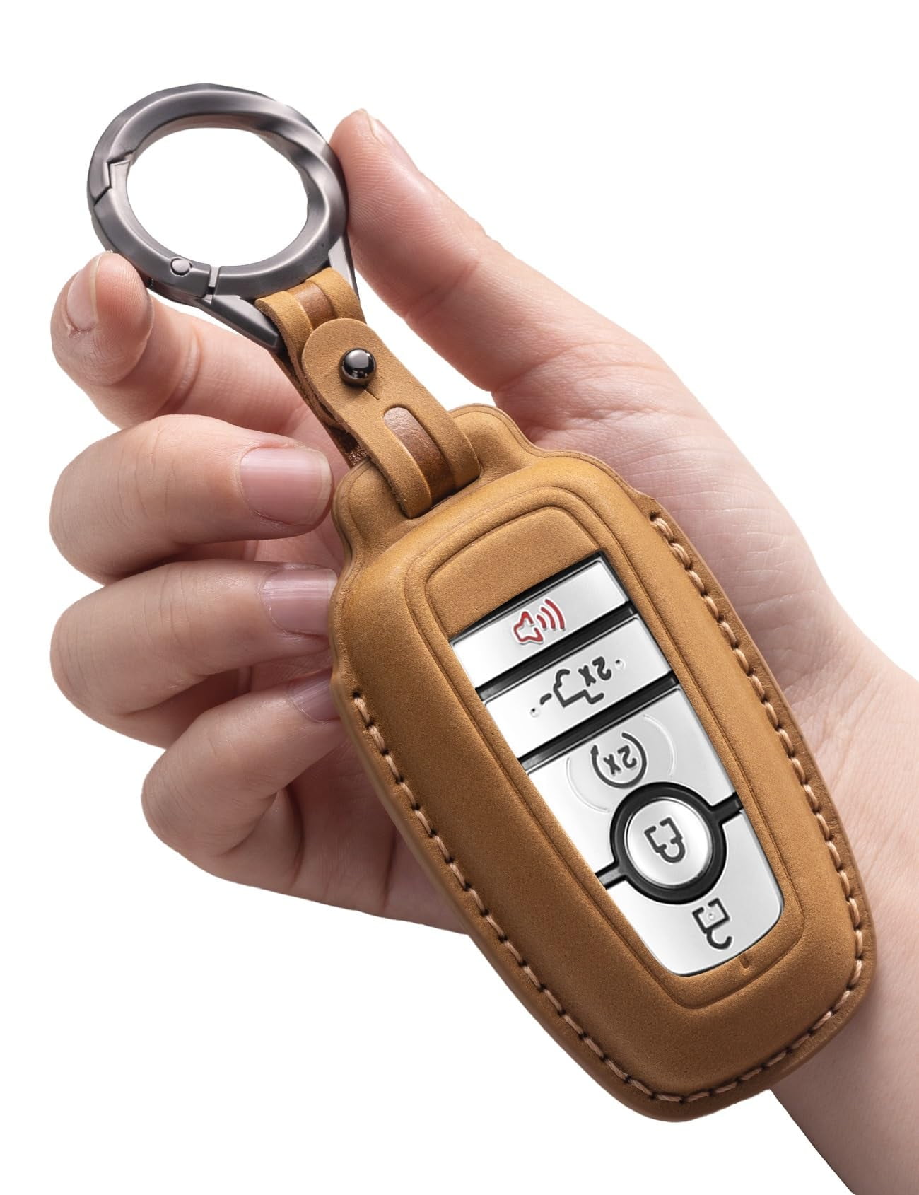 for Ford Key Fob Cover Leather Key Case Holder Keychain Compatible with ...