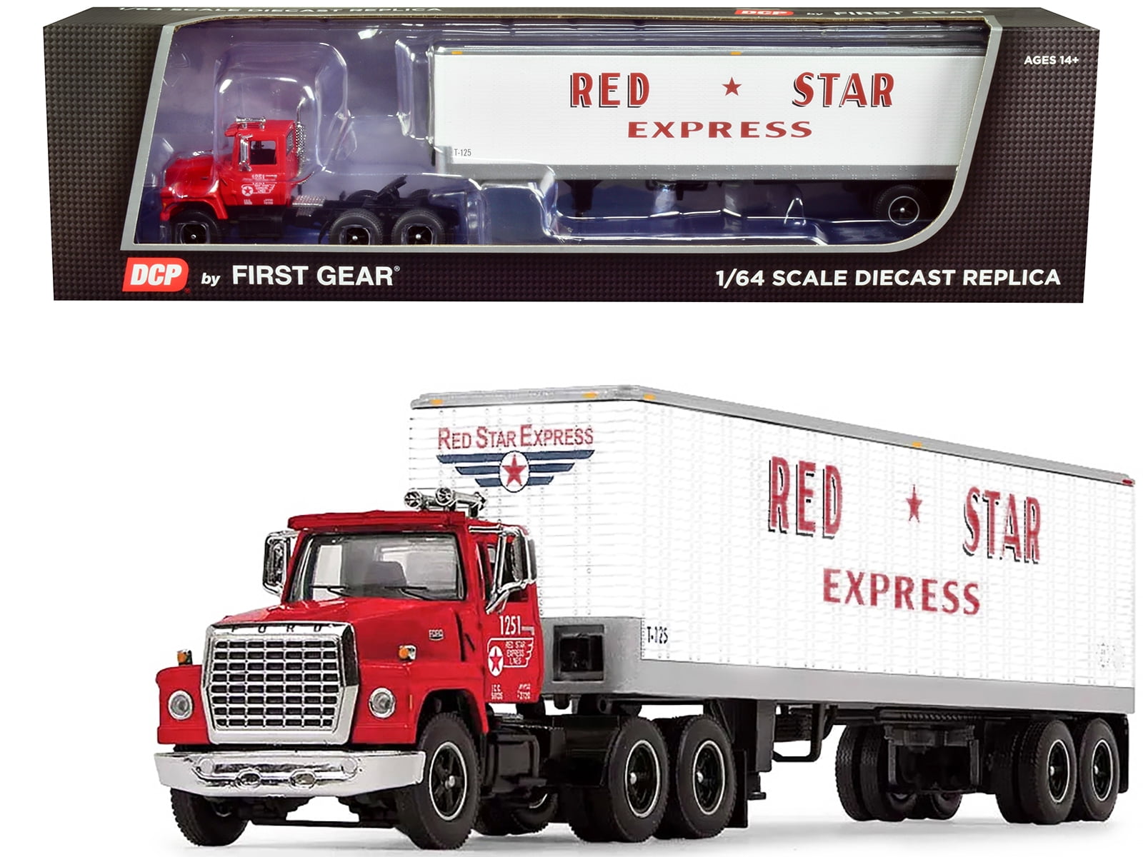 Ford LT-9000 Day Cab with Vintage 40' Dry Goods Tandem-Axle Trailer Red ...