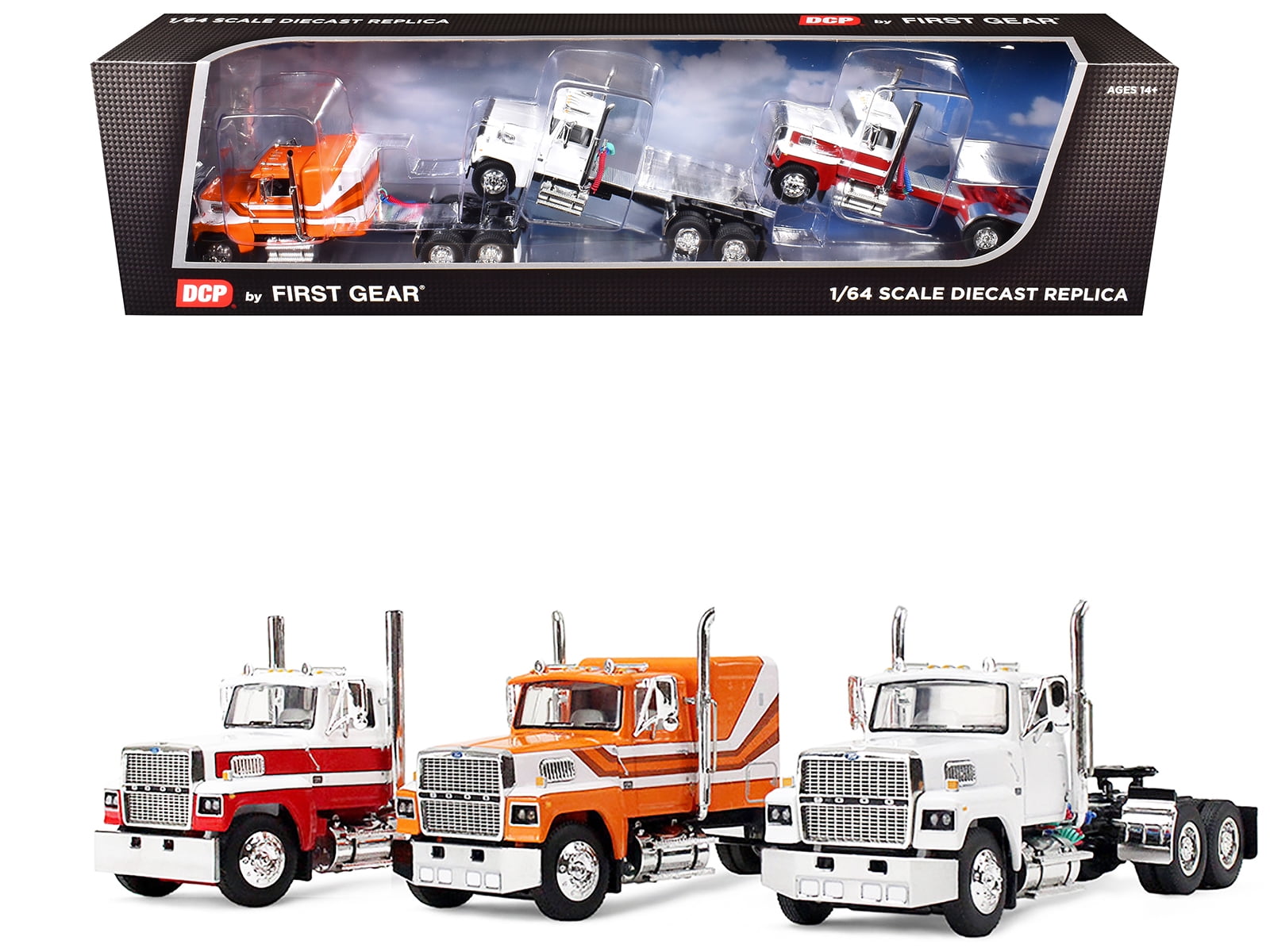 Ford LTL 9000 Trio Set (Two Day Cabs and One 60" Flat Top Sleeper) 1/64 ...