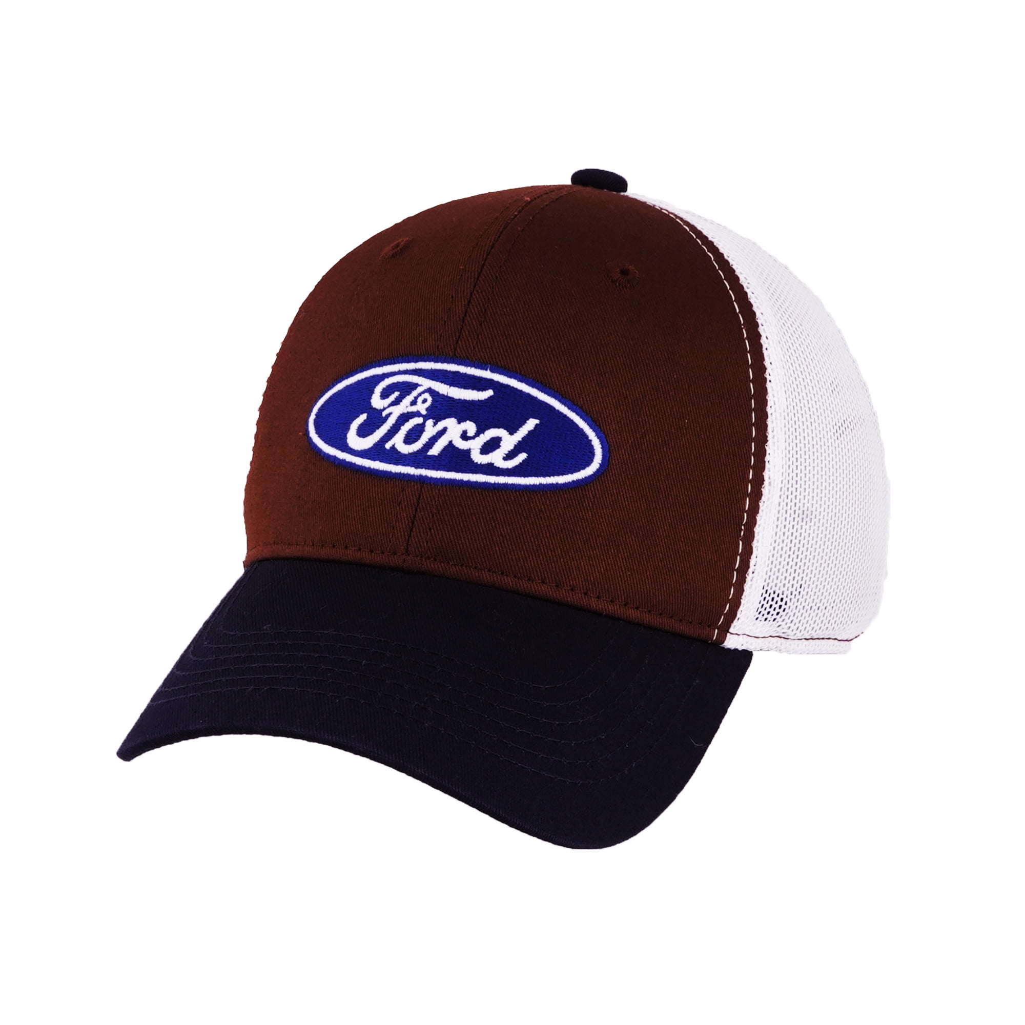 Ford Logo Blue Brown White Mesh Trucker Adjustable Snapback Hat Cap ...