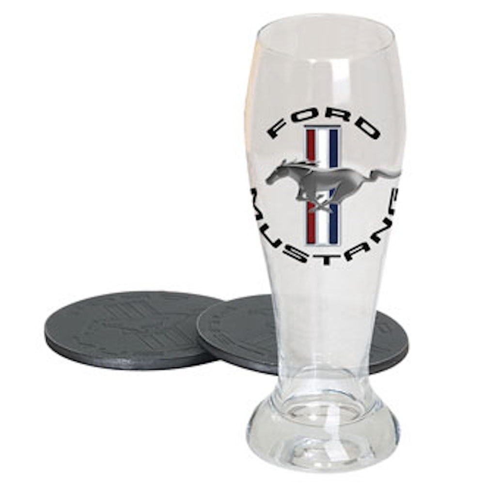 Ford Mustang 22 oz. Pilsner Glass Set with Coasters FRD-48702 - Walmart.com