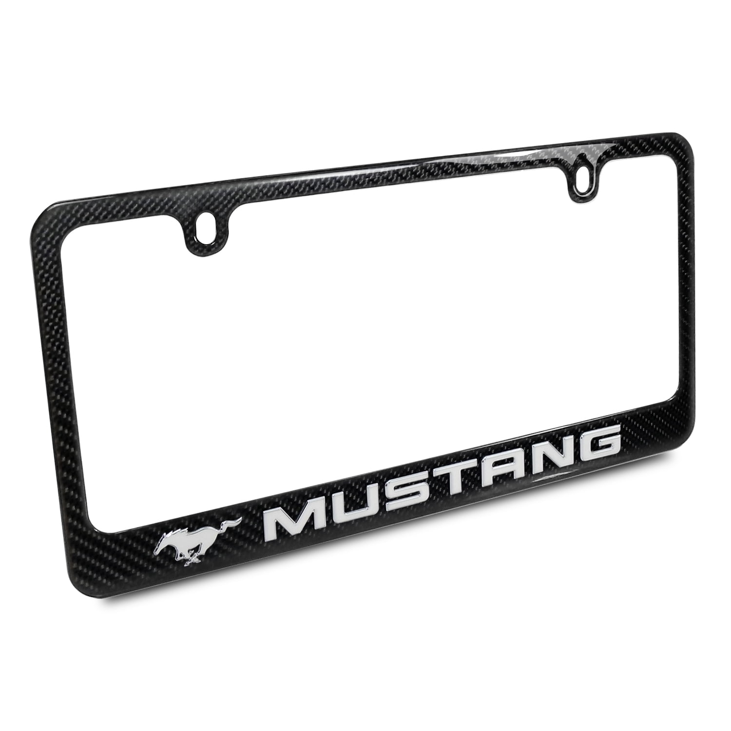 Ford Mustang 3d Chrome Emblem Black Carbon Fiber License Plate Frame ...