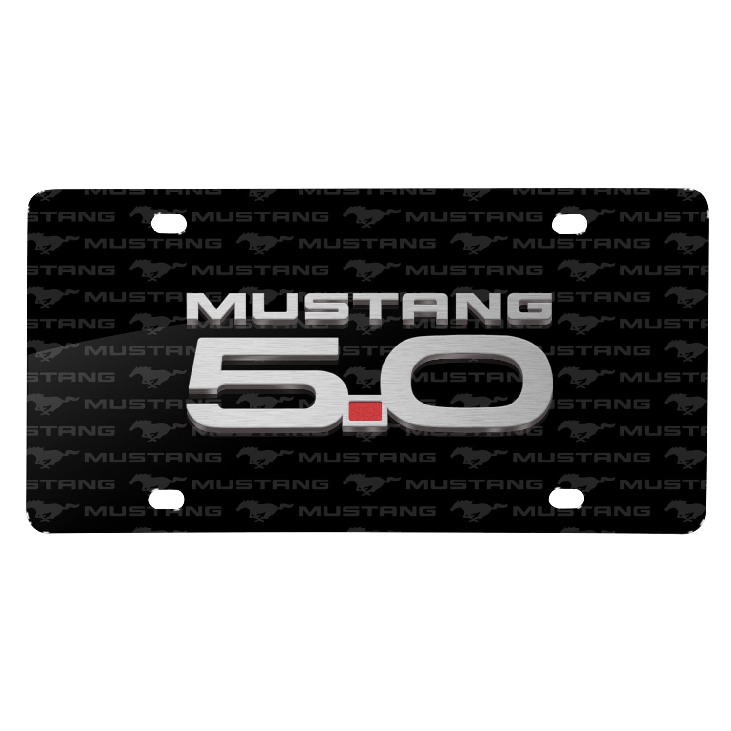Ford Mustang 5.0 3D Logo on Logo Pattern Black Aluminum License Plate ...