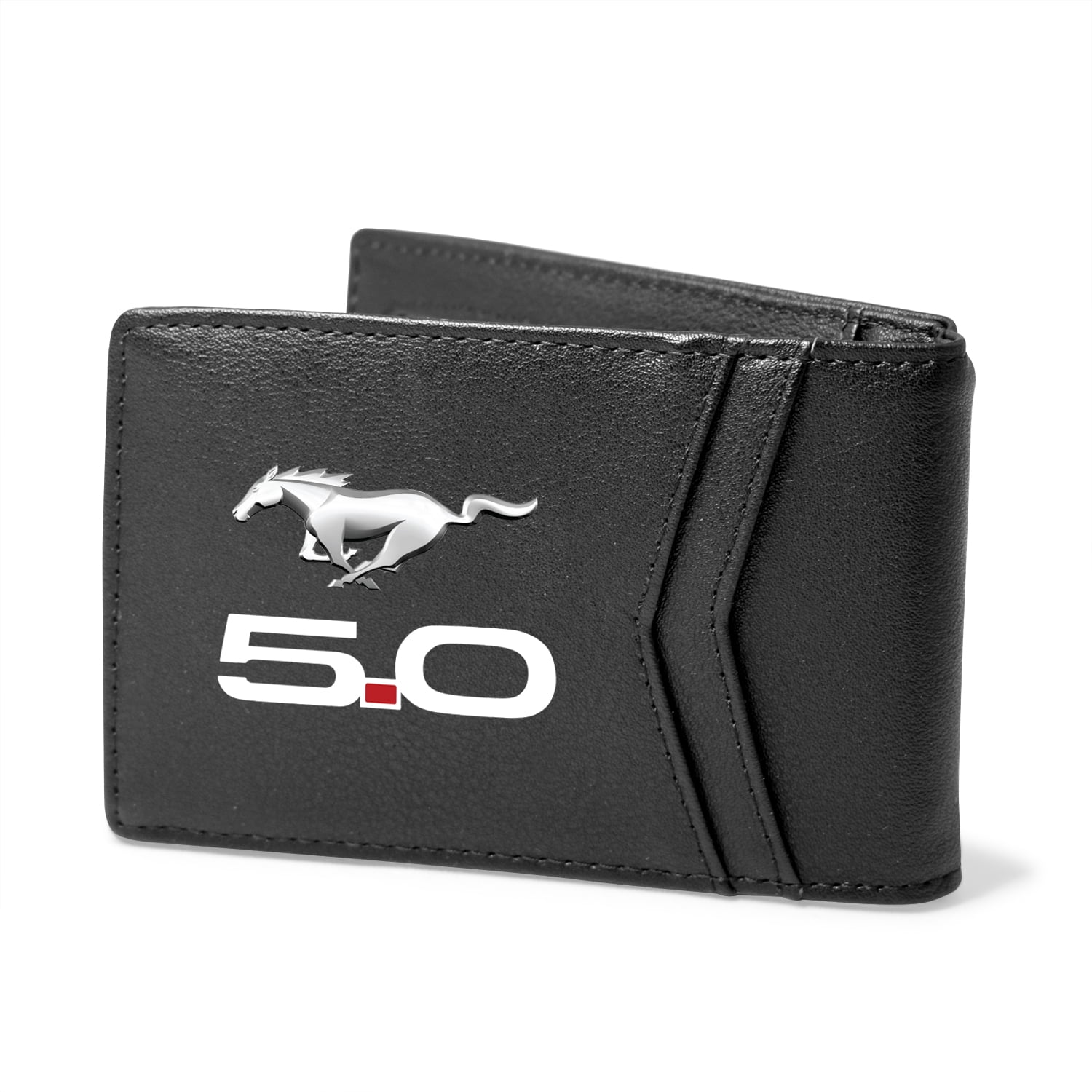 Ford Mustang 5.0 Black PU Leather Slim RFID Resistant Bi-fold Men ...