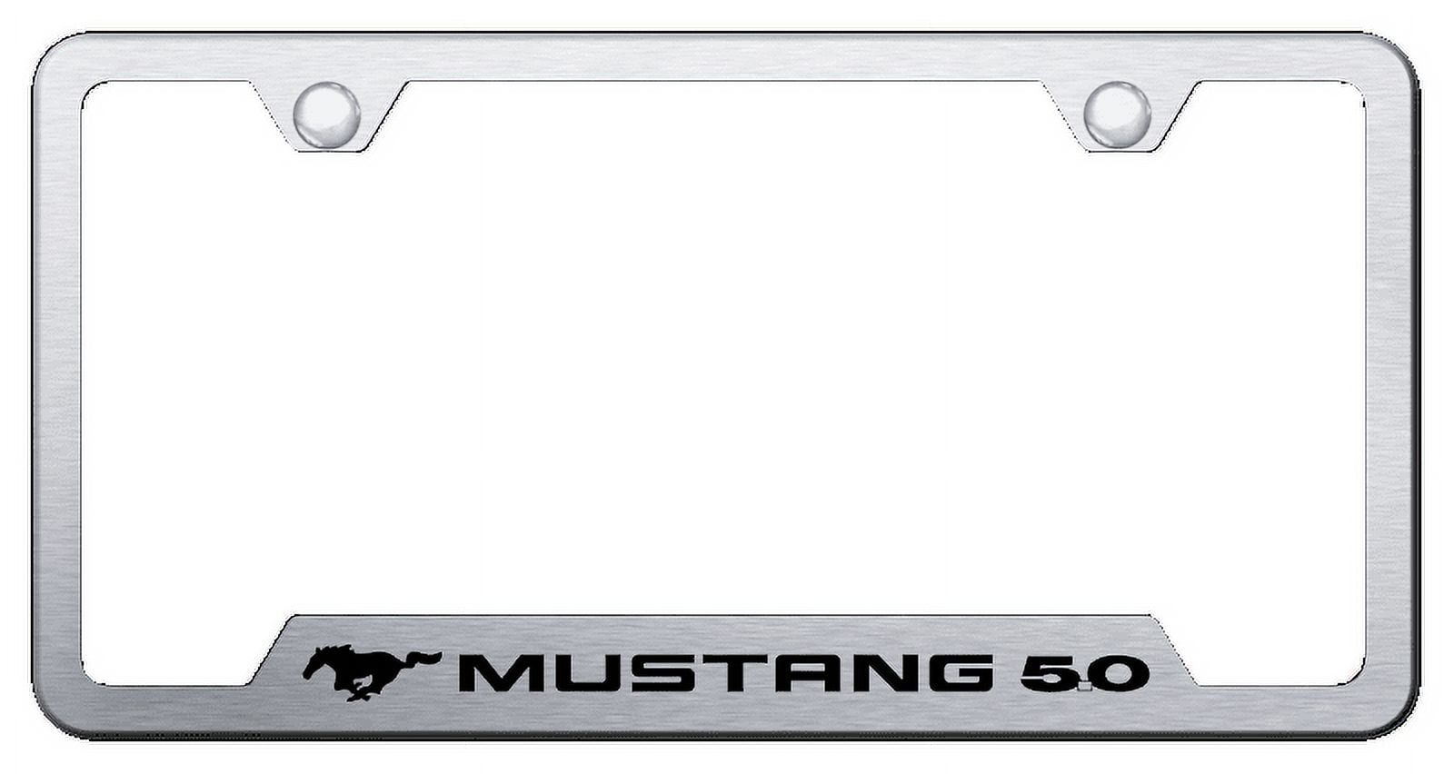 Ford Mustang 5.0 Laser Etched Logo Cut-Out License Plate Frame (Brushed ...