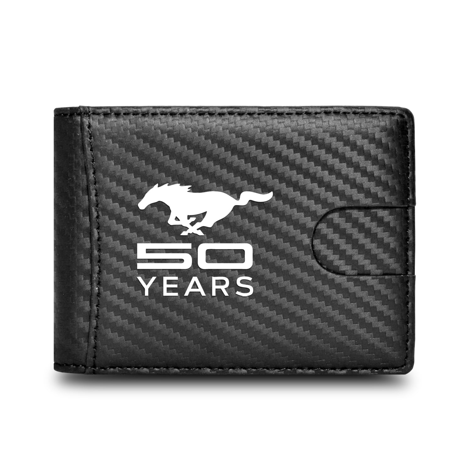 Ford Mustang 50 Years Black Slim Real Leather Carbon Fiber Patterns ...