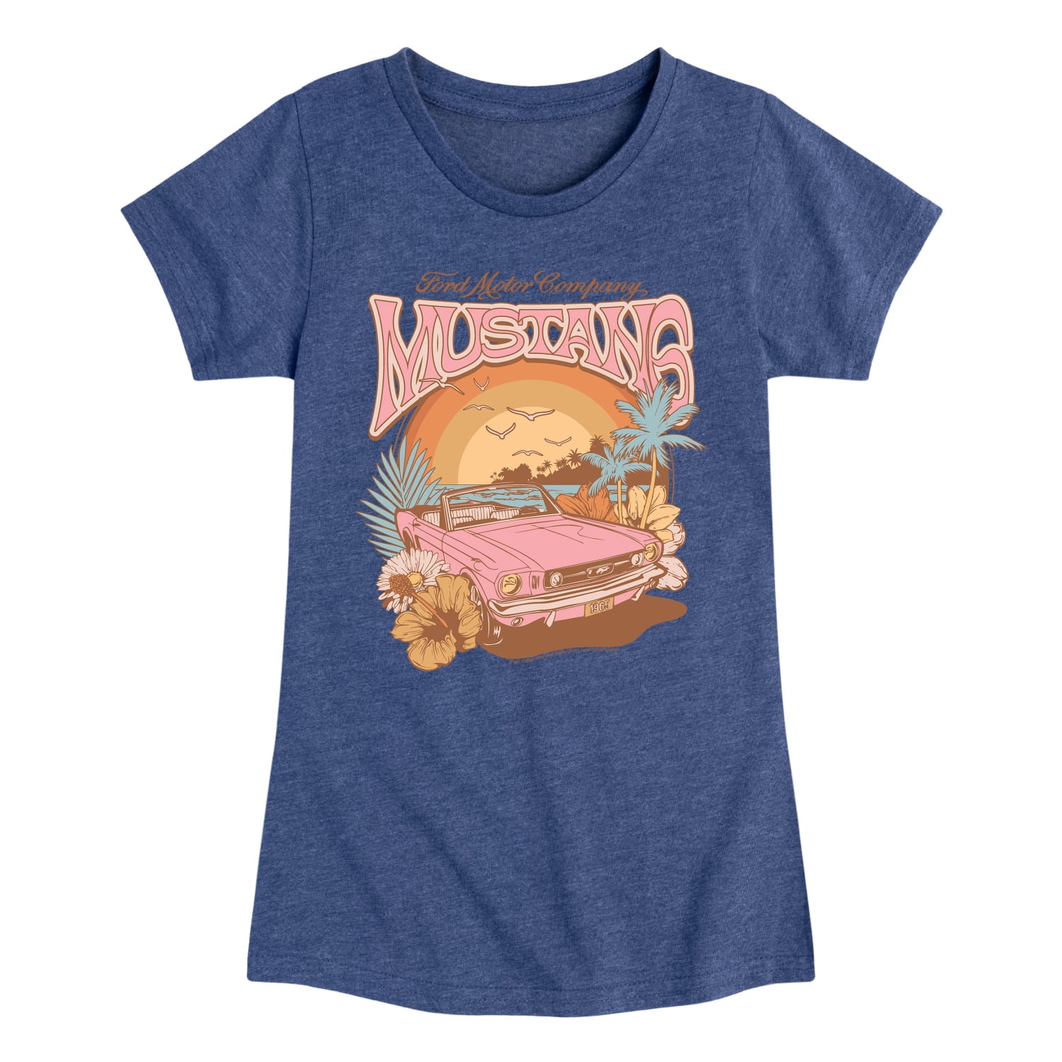 Ford - Mustang Beach - Youth Girls Fitted Short Sleeve T-Shirt ...