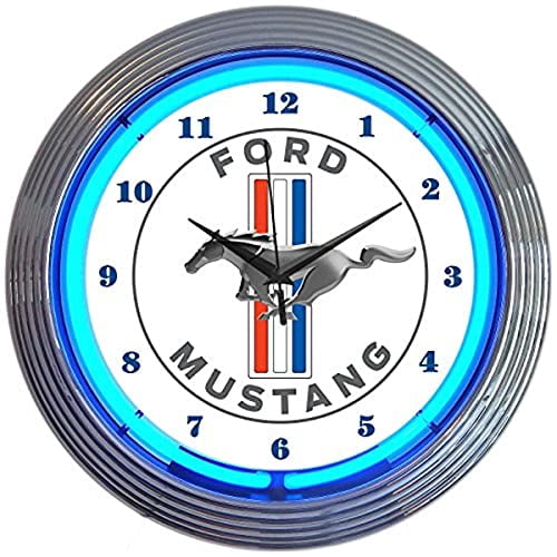 Ford Mustang Blue Neon Wall Clock - Walmart.com