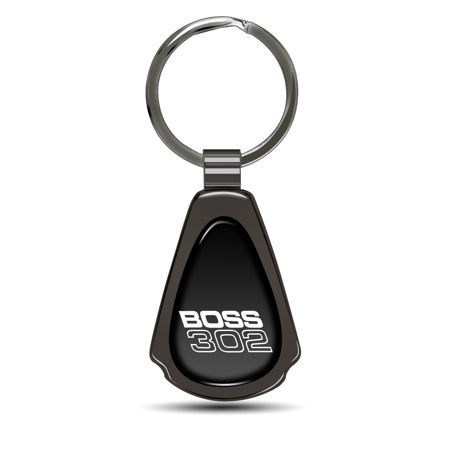 Ford Mustang Boss 302 Black Dome Dark Gunmetal Metal Teardrop Key Chain ...