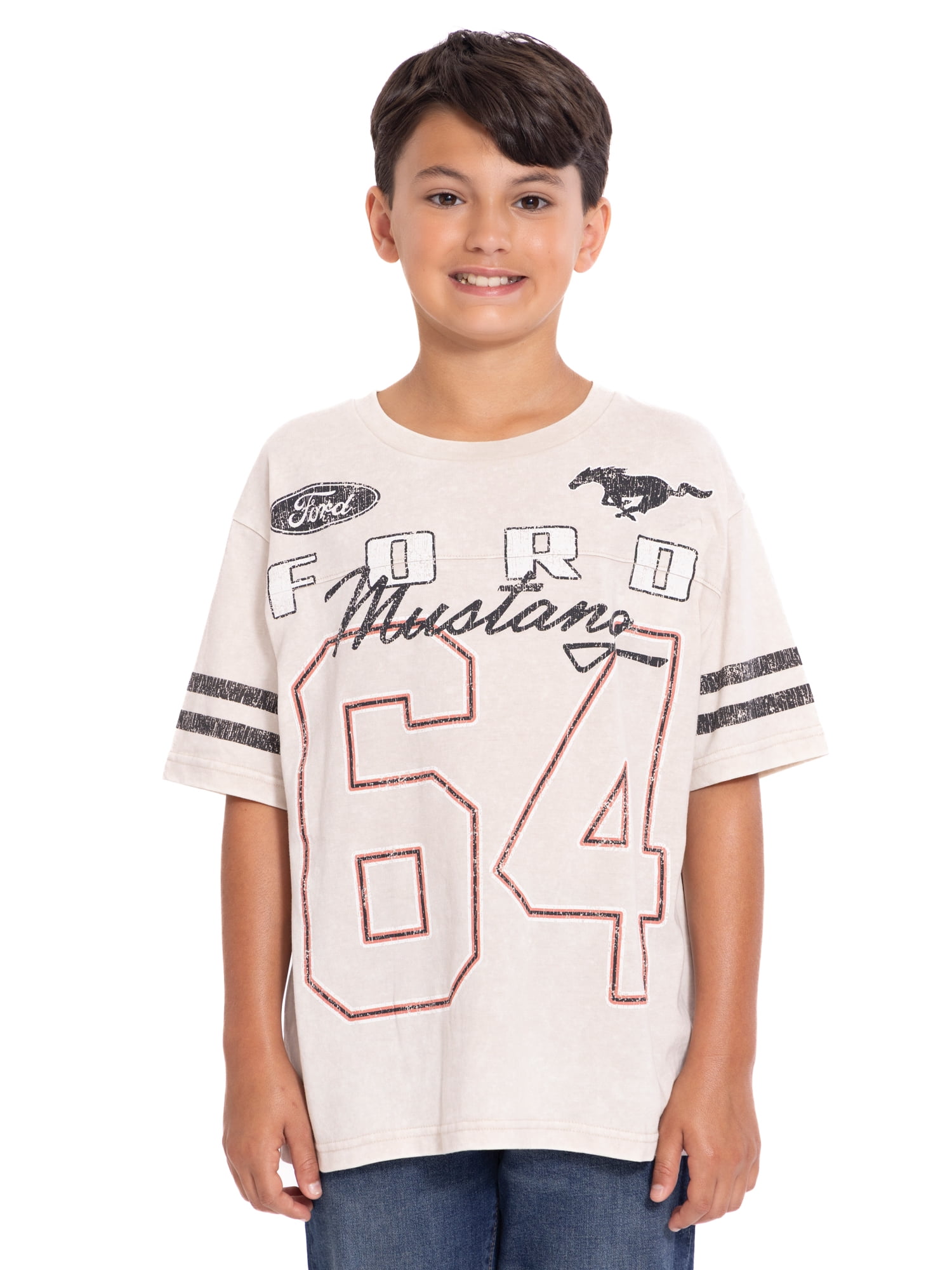 Ford Mustang Boys Mineral Washed Graphic Football Tee with Short ...
