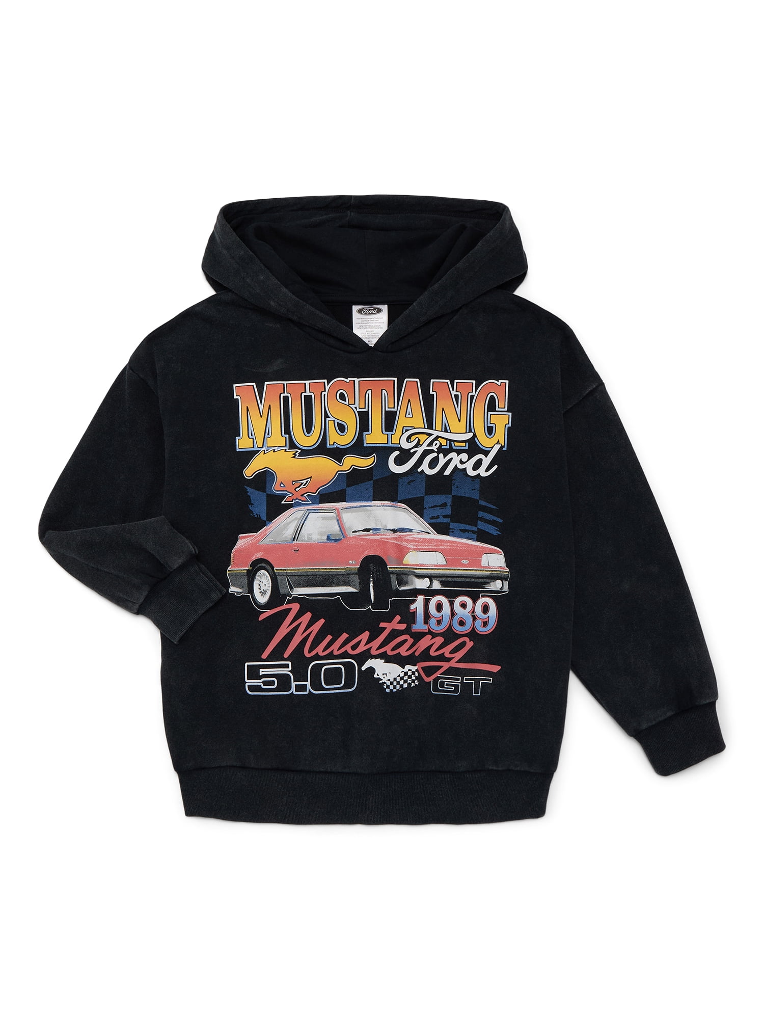 Ford Mustang Boys' Graphic Mineral Wash Hoodie Sweatshirt with Long ...