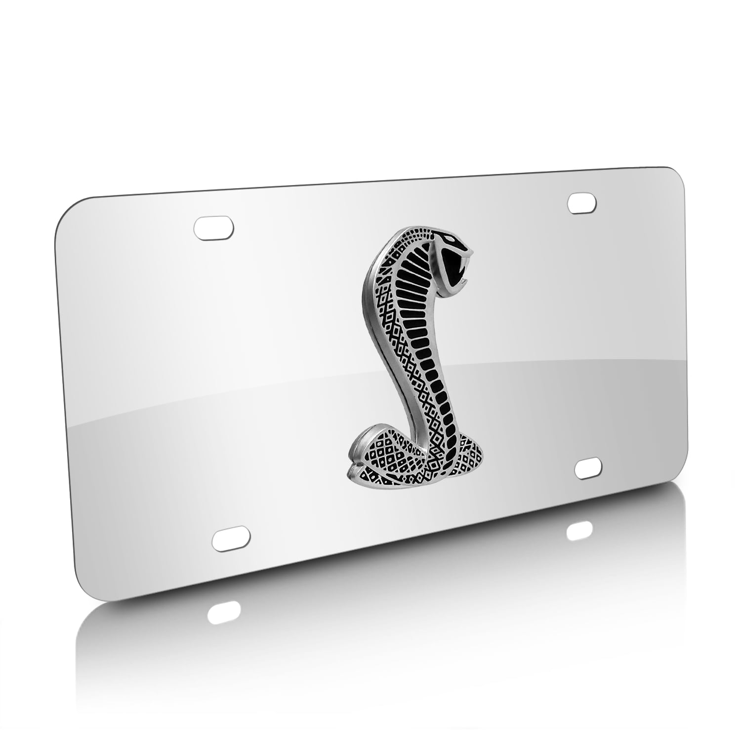 Ford Mustang Cobra 3D Metal Logo Chrome Stainless Steel License Plate ...