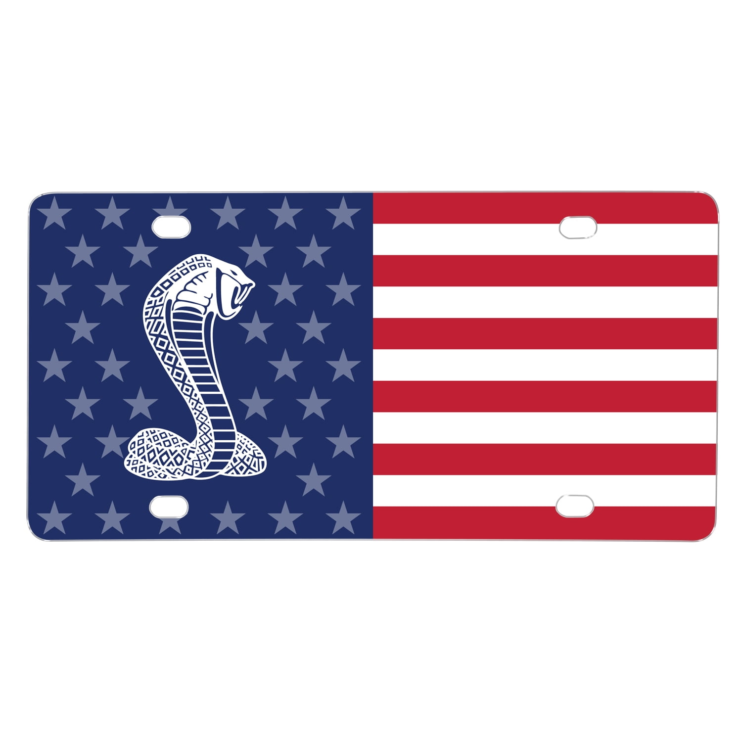 Ford Mustang Cobra Logo USA Flag Graphic Special Aluminum Metal License ...