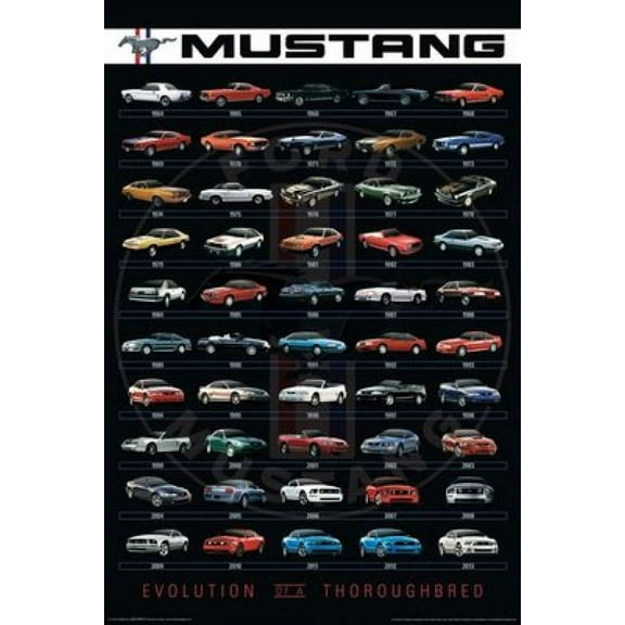 Mustang Poster History of the Ford Mustang Poster 24"x36" 1964-2013 ...