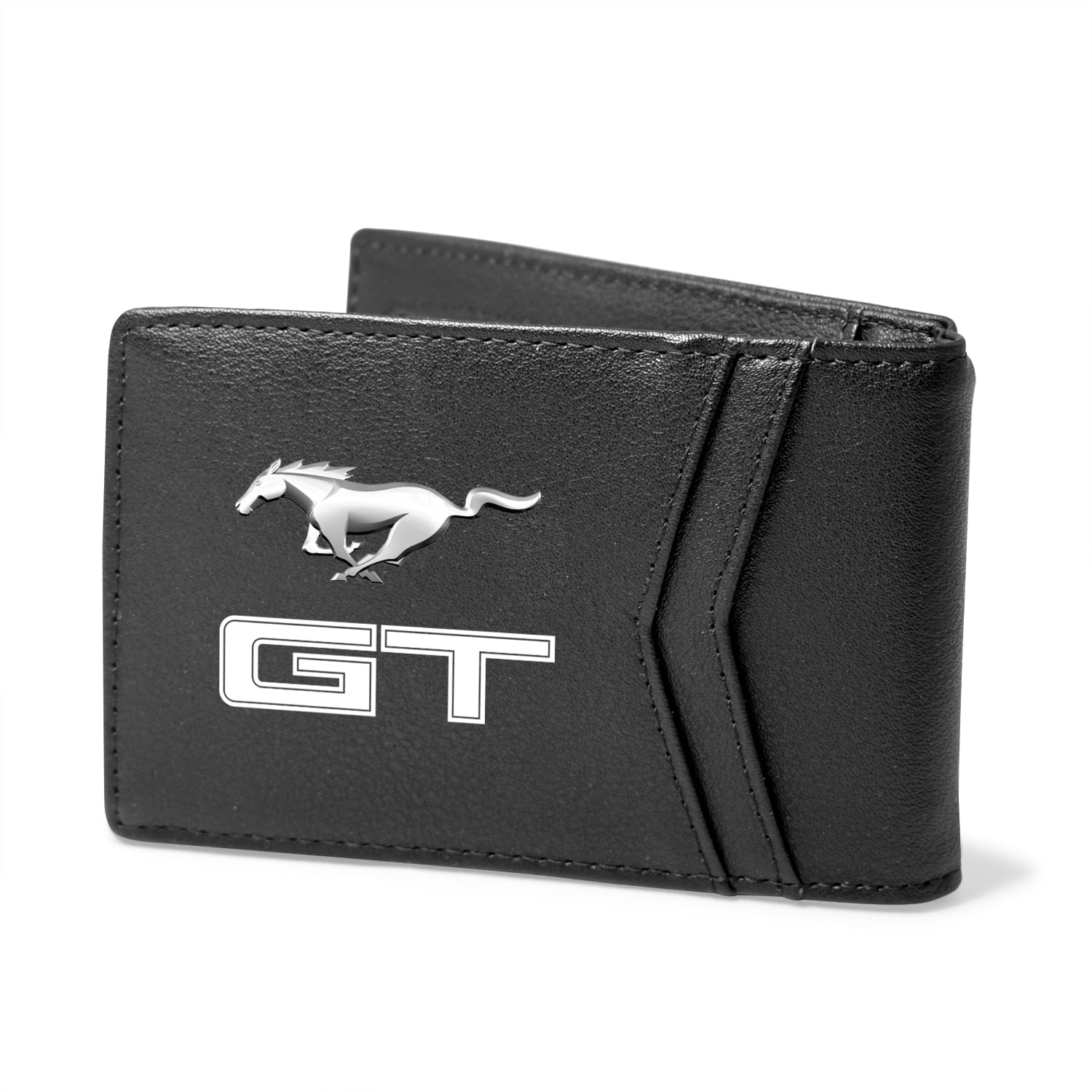 Ford Mustang GT Black PU Leather Slim RFID Resistant Bi-fold Men Wallet ...